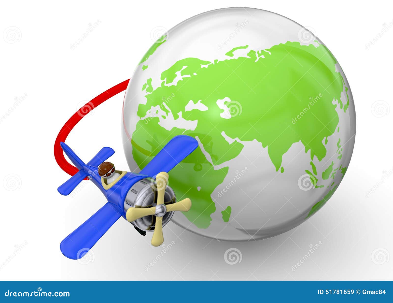 Flying Around the World Concept - 3D Stock Illustration - Illustration ...