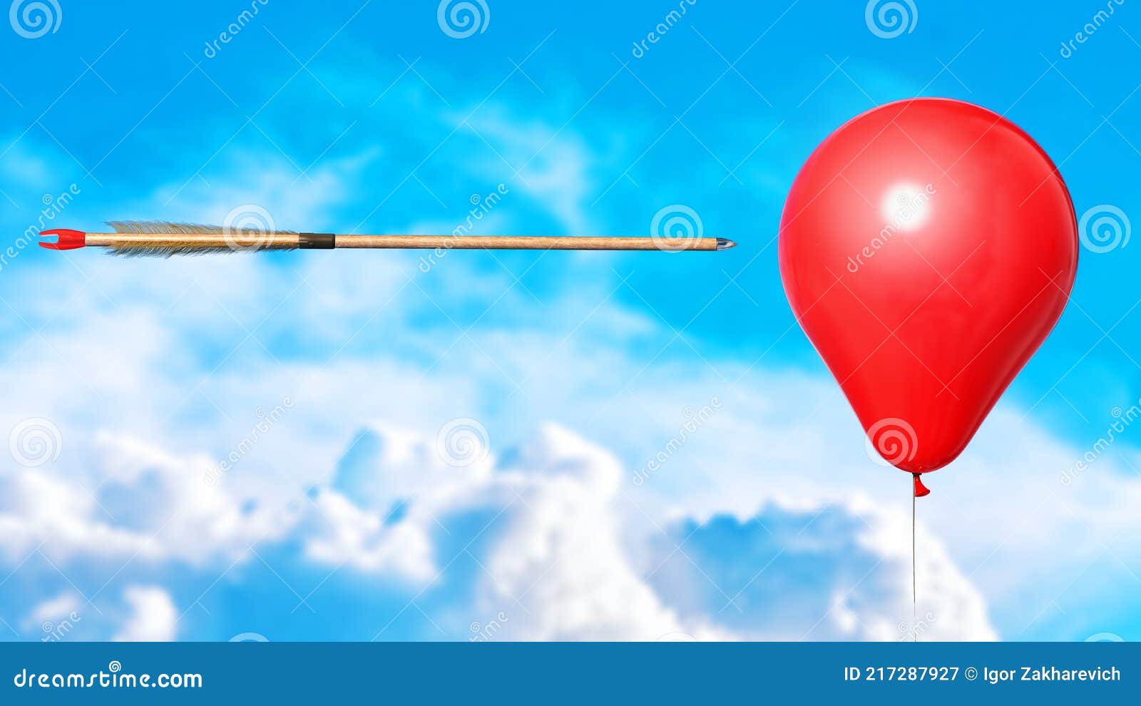 Flying Arrow is Going Directly To Red Balloon, Stock Illustration ...