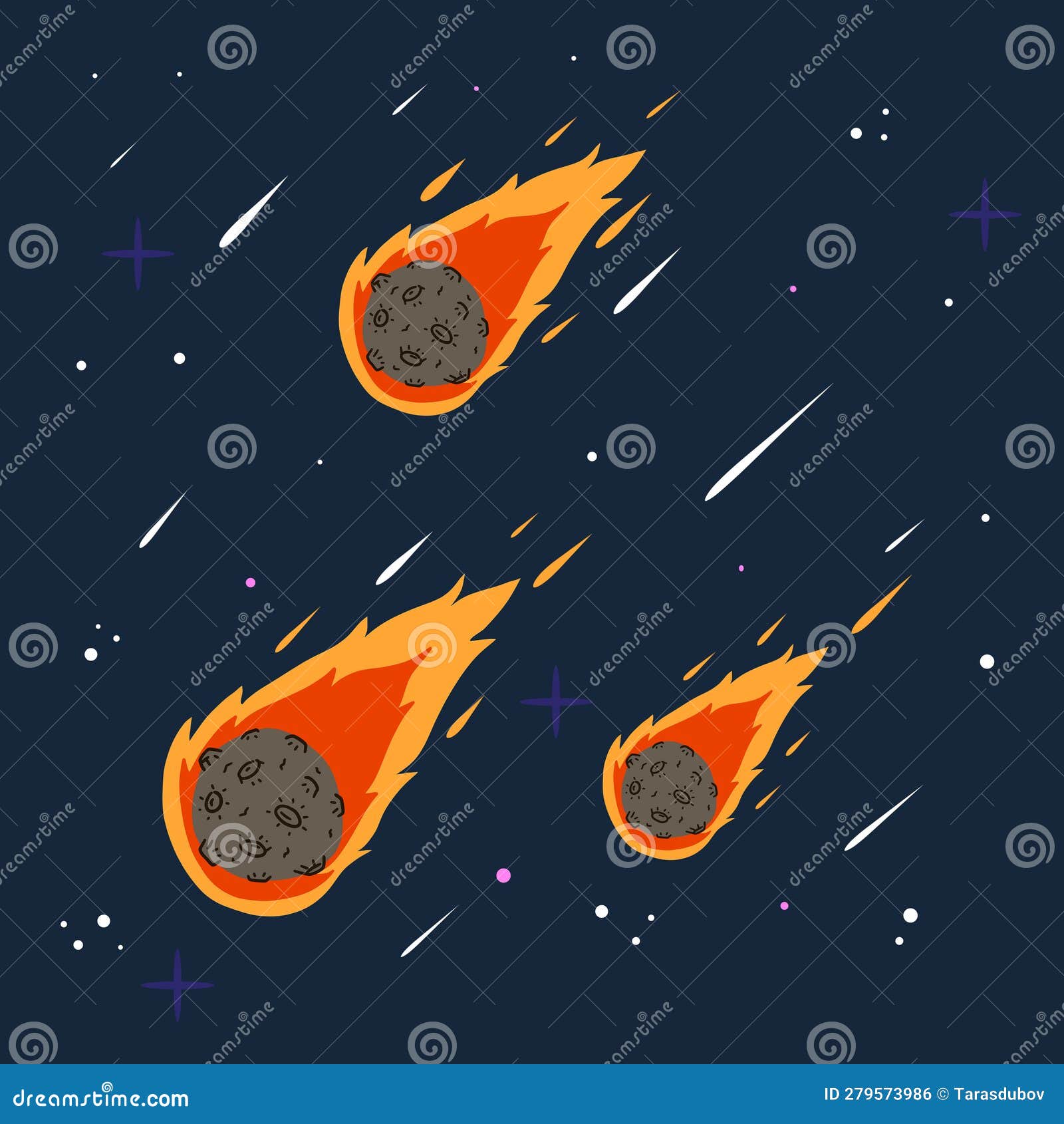 Explosive Space Art With Meteors And Starships Royalty-Free Stock ...