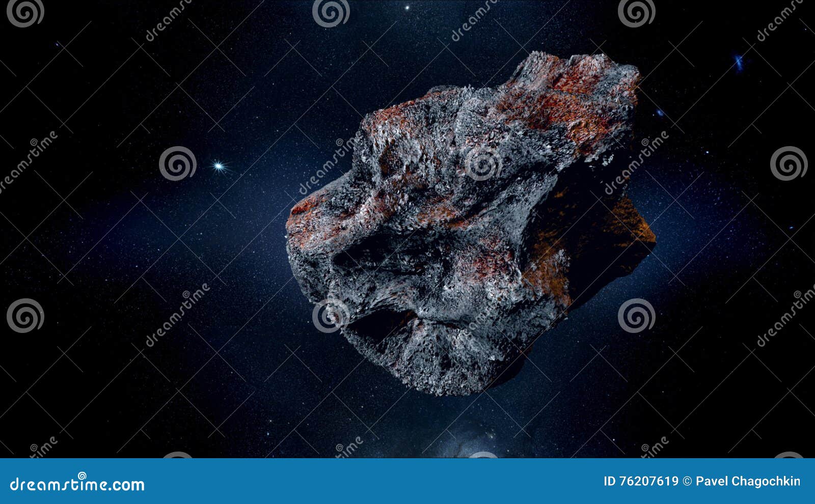 Flying Asteroid, Meteorite To Earth. Outer Space. Armageddon. 3d ...