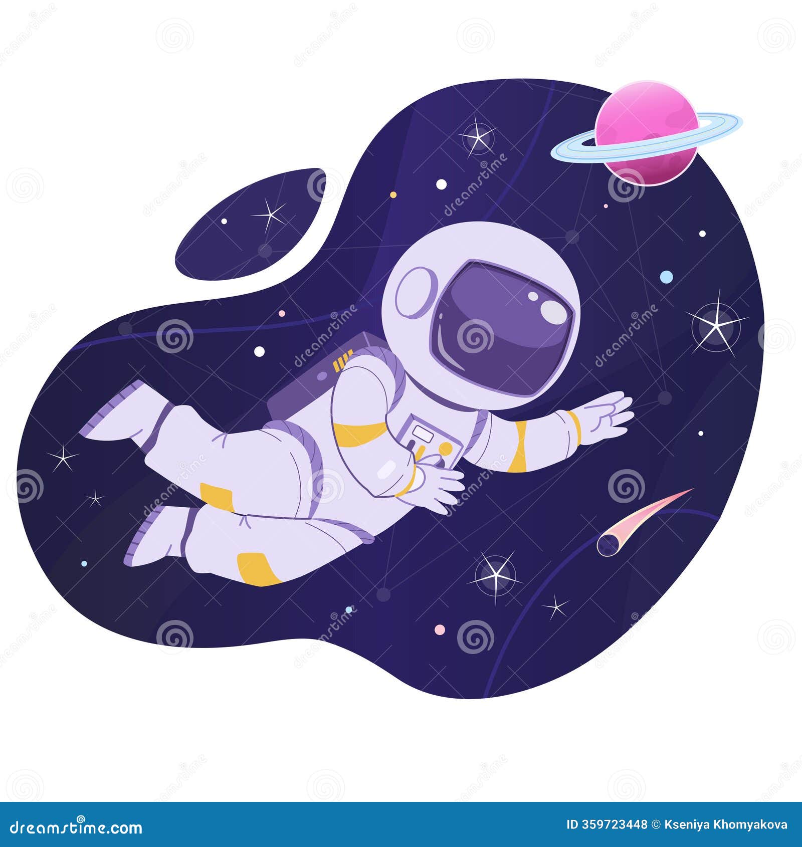 Astronaut Character Landing On Alien Planet Cartoon Vector ...