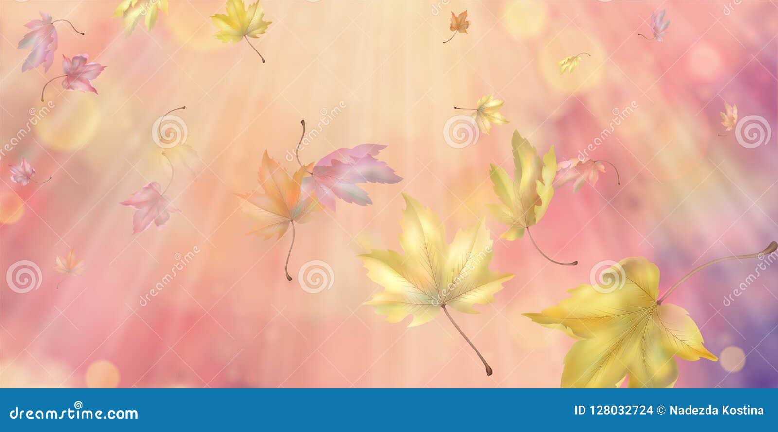 Flying Autumn Leaves stock vector. Illustration of sunlight - 128032724