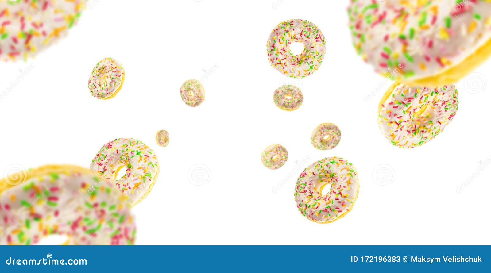 Falling Glazed Donuts With Sprinkles. Realistic Background Generative ...