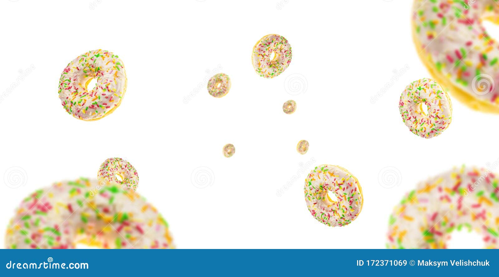 Falling Glazed Donuts With Sprinkles. Realistic Background Generative ...