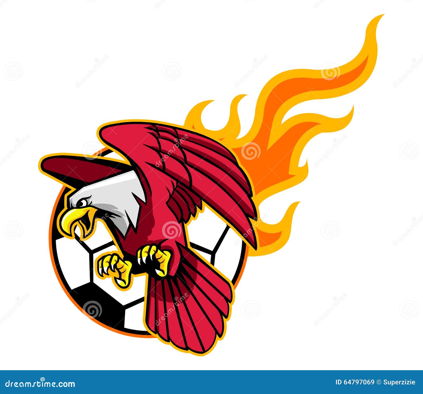 Flying Bald Eagle and Flaming Soccer Ball Stock Vector - Illustration ...
