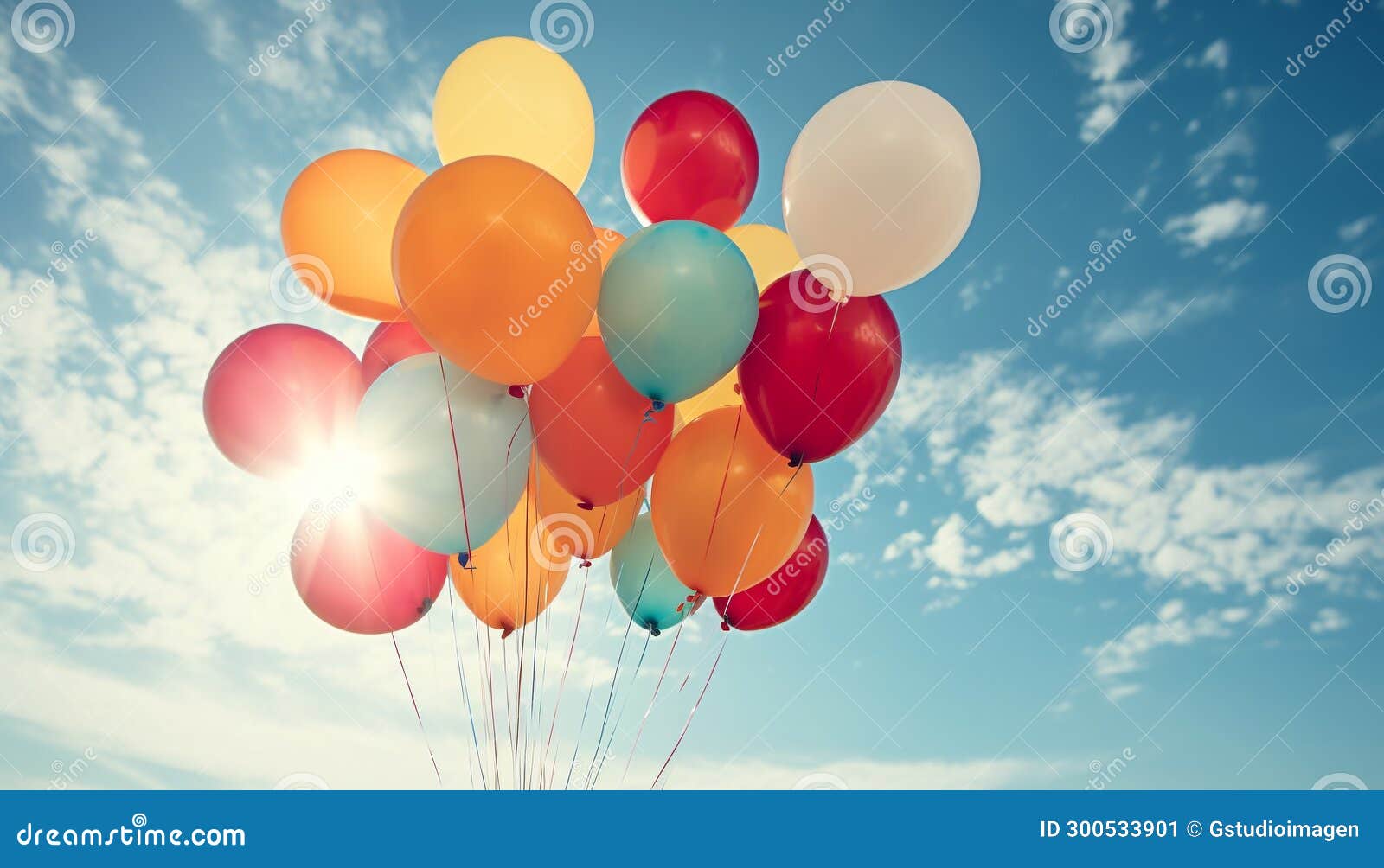 Flying Balloon Brings Joy and Celebration Outdoors Generated by AI ...