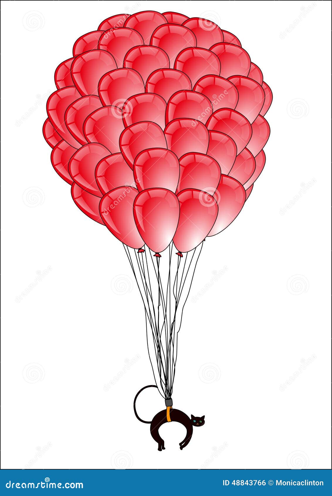 Flying balloon with cat stock vector. Illustration of clear - 48843766