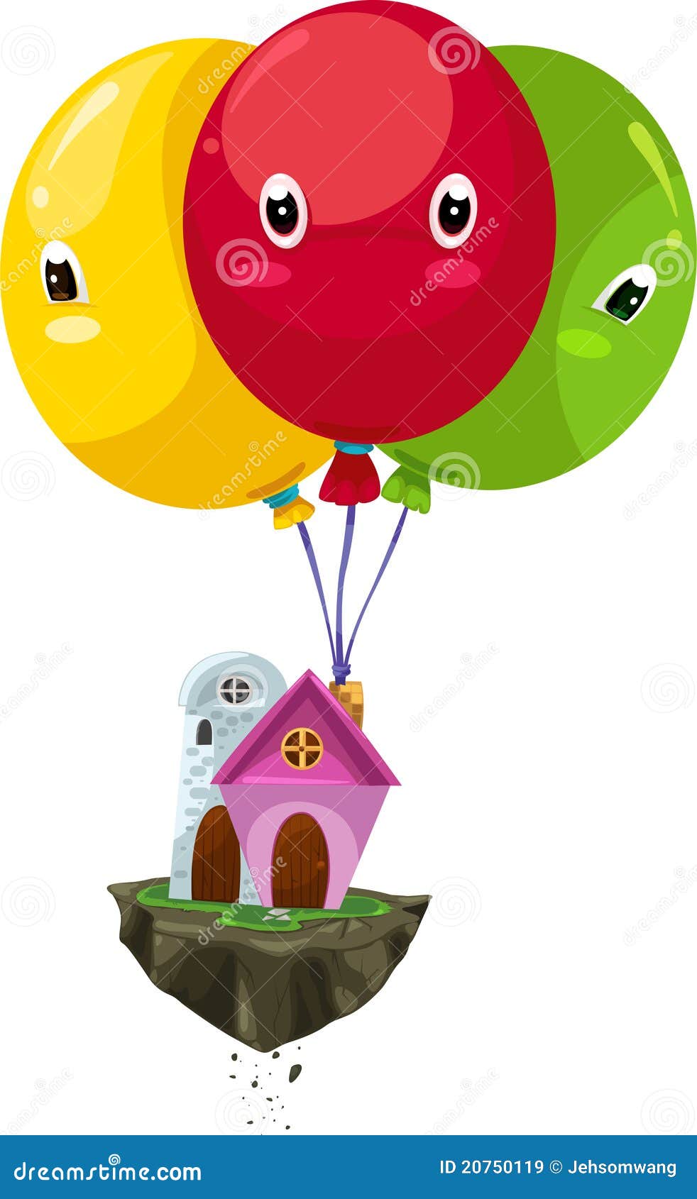 Flying Balloon House Vector Stock Vector - Illustration of celebration ...