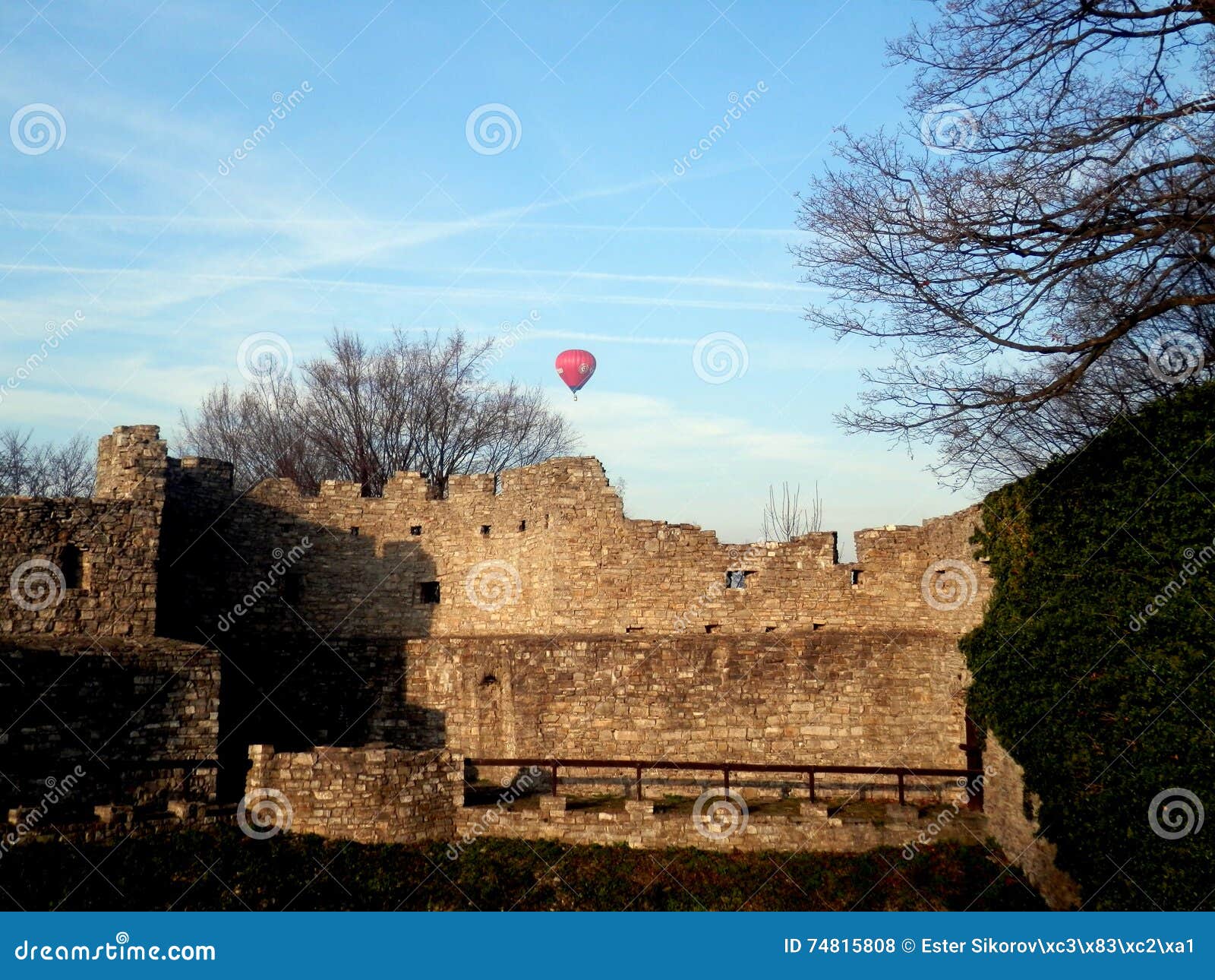 Flying Balloon Over the Castle Stock Photo - Image of middleages ...
