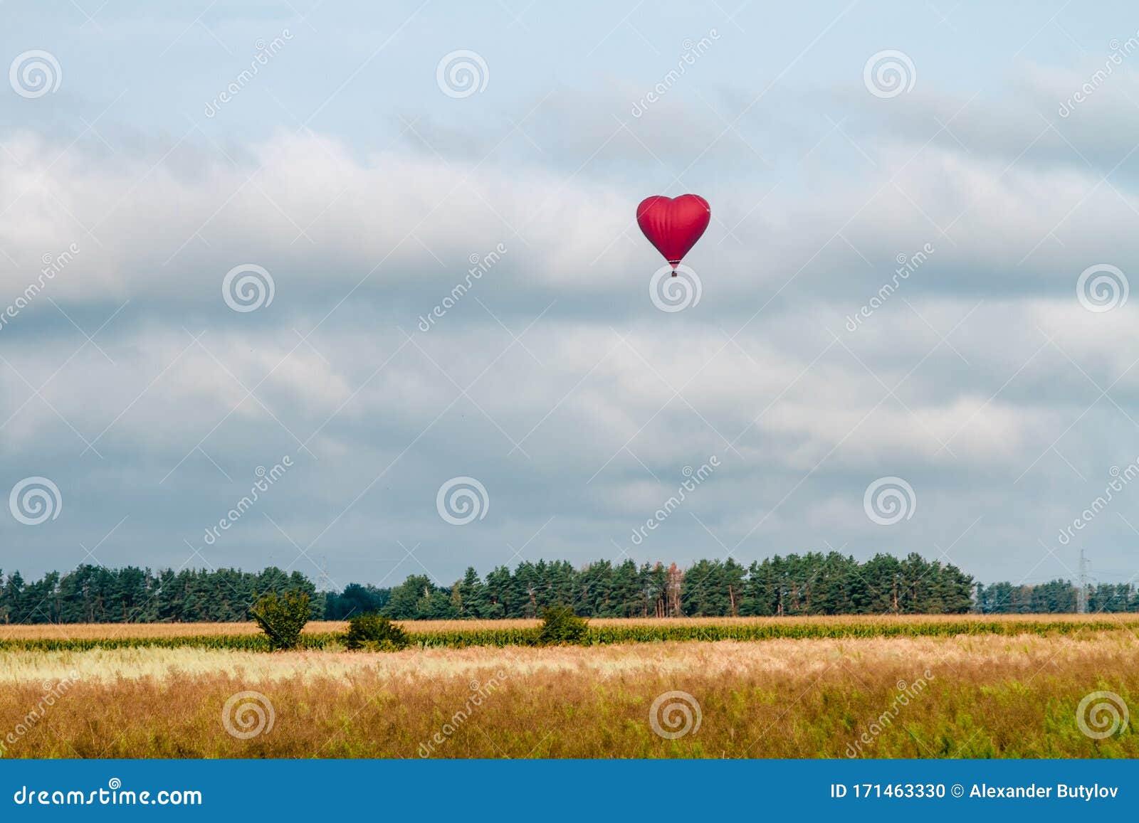 Flying a Balloon in the Shape of a Heart Stock Photo - Image of ...