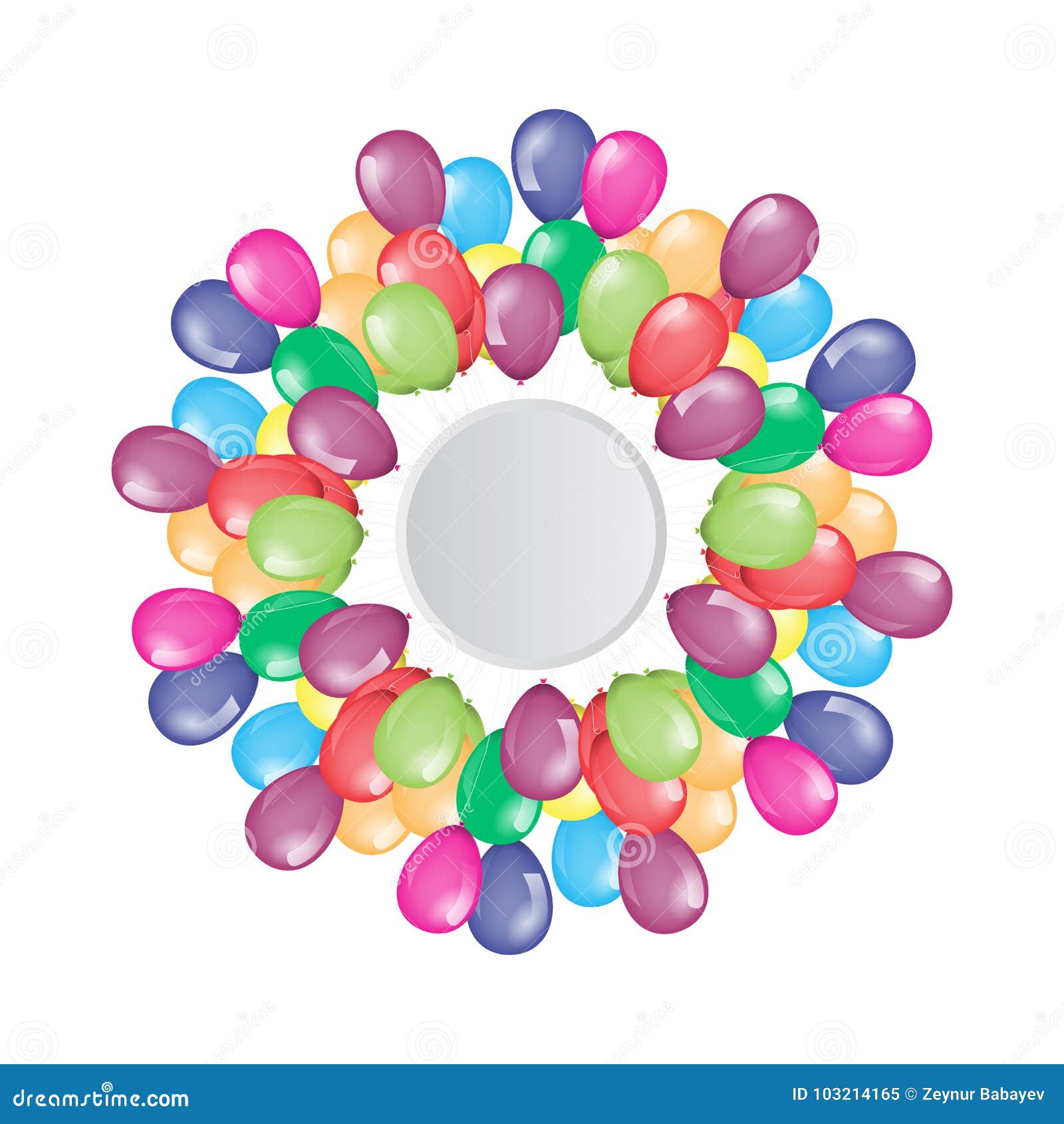 Flying Balloons Border with Circle Empty Space for Your Text or Design ...