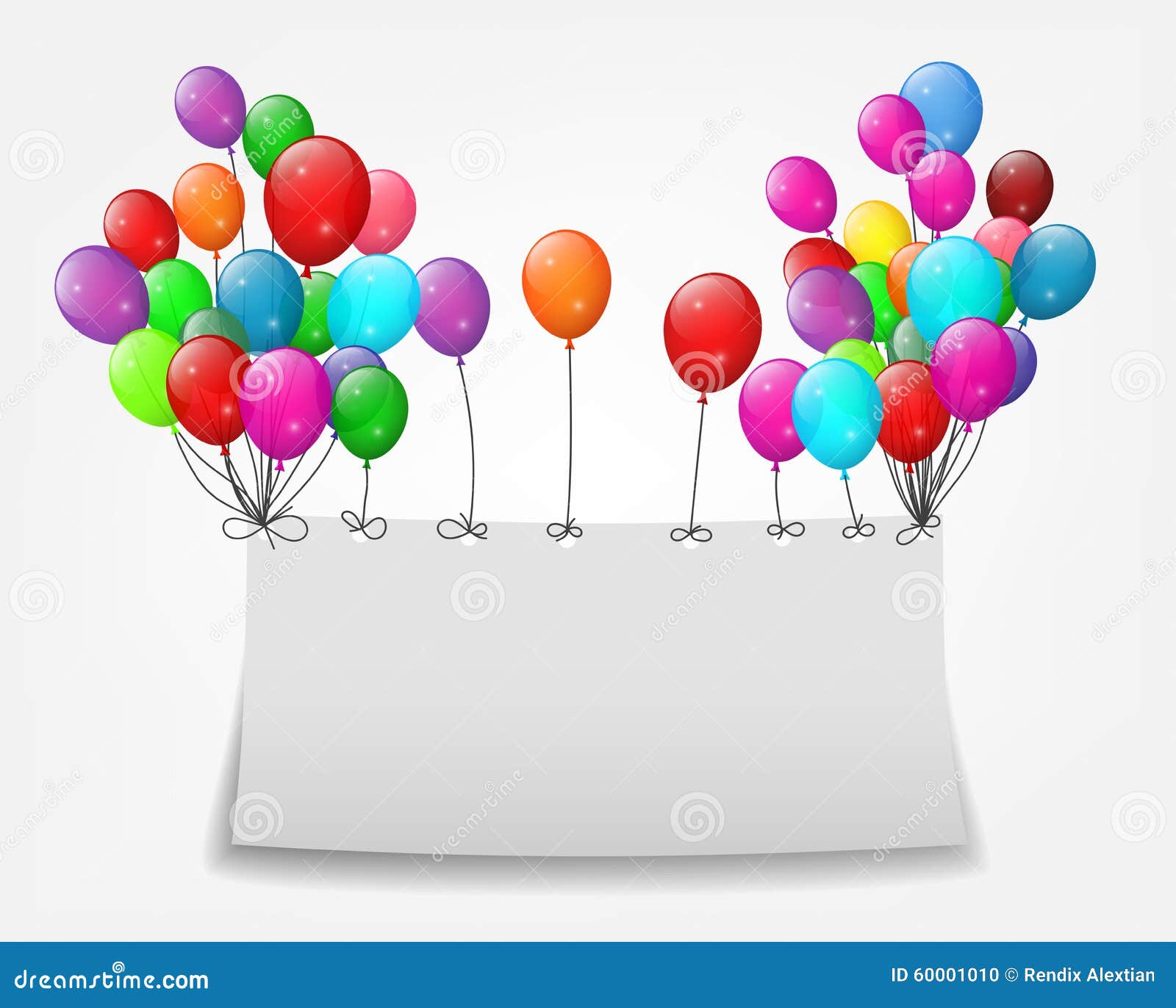Flying Balloons with Paper and Place for Text Stock Vector ...