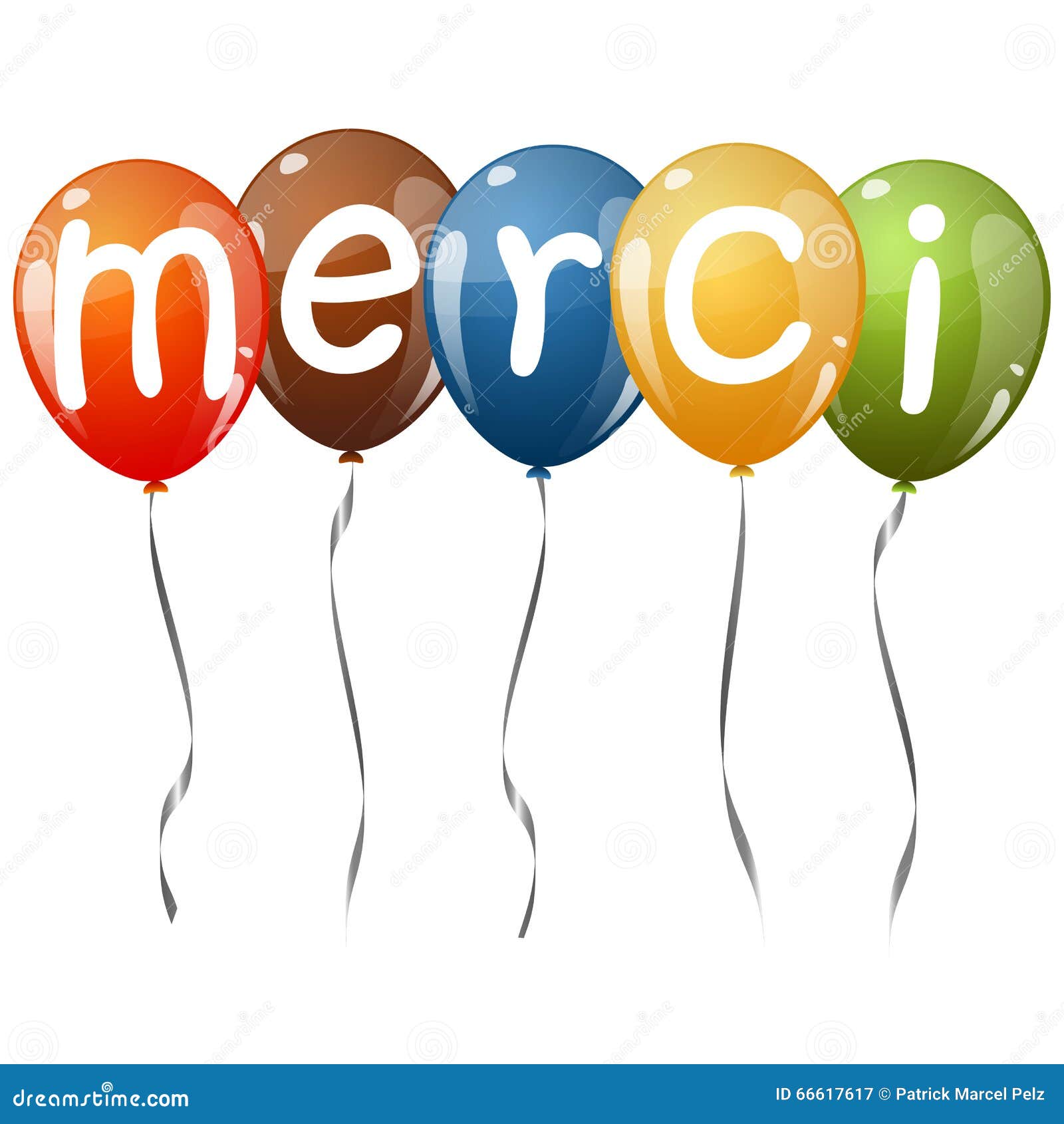 Flying Balloons with Text MERCI Stock Vector - Illustration of grateful ...