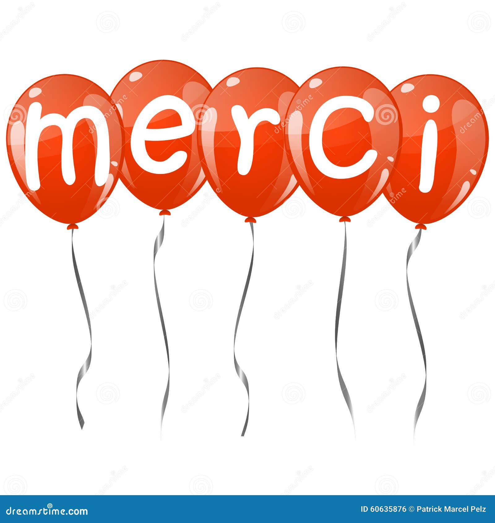 Flying Balloons with Text MERCI Stock Vector - Illustration of ...