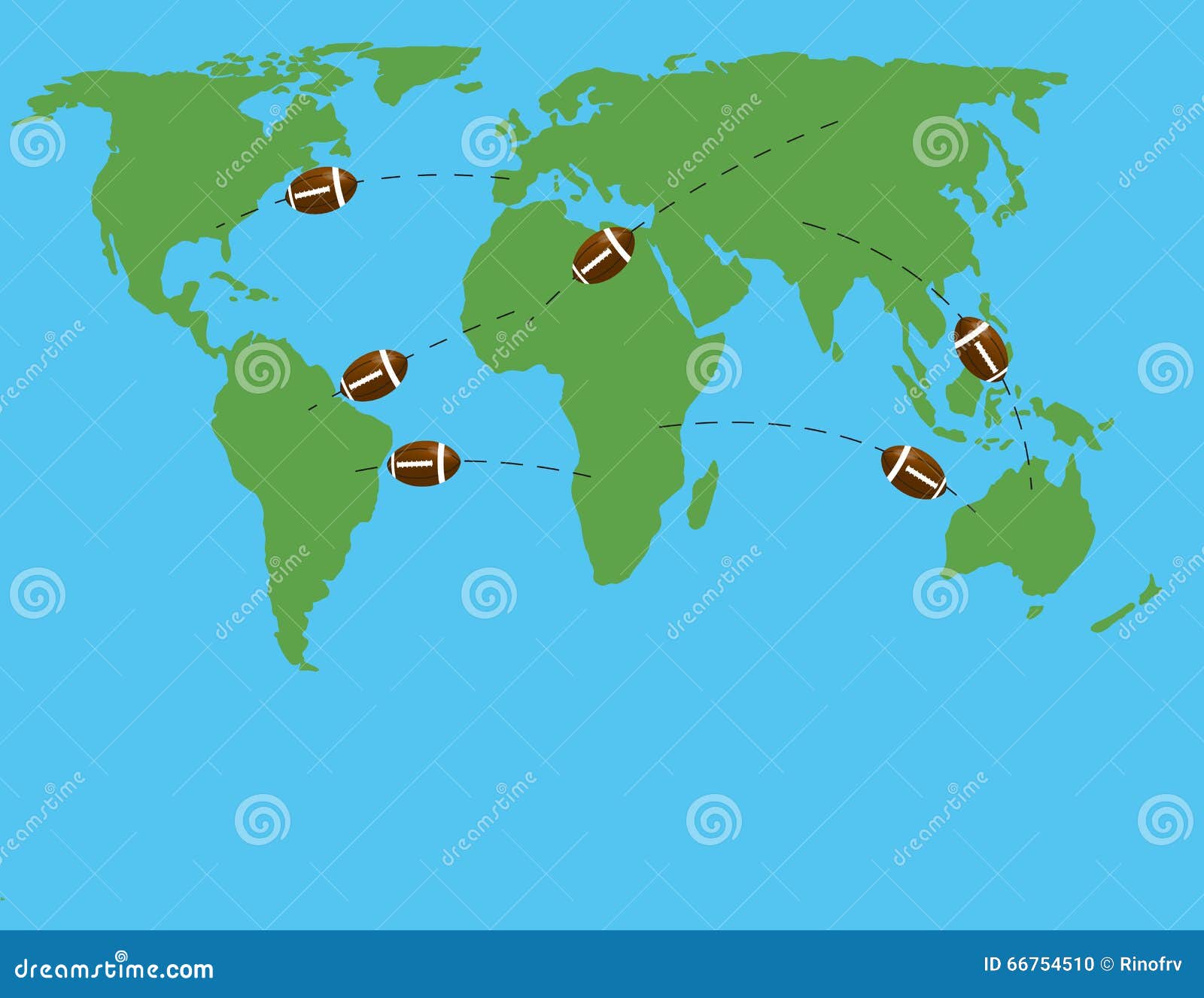 Flying Balls on the World Map Stock Illustration - Illustration of ...