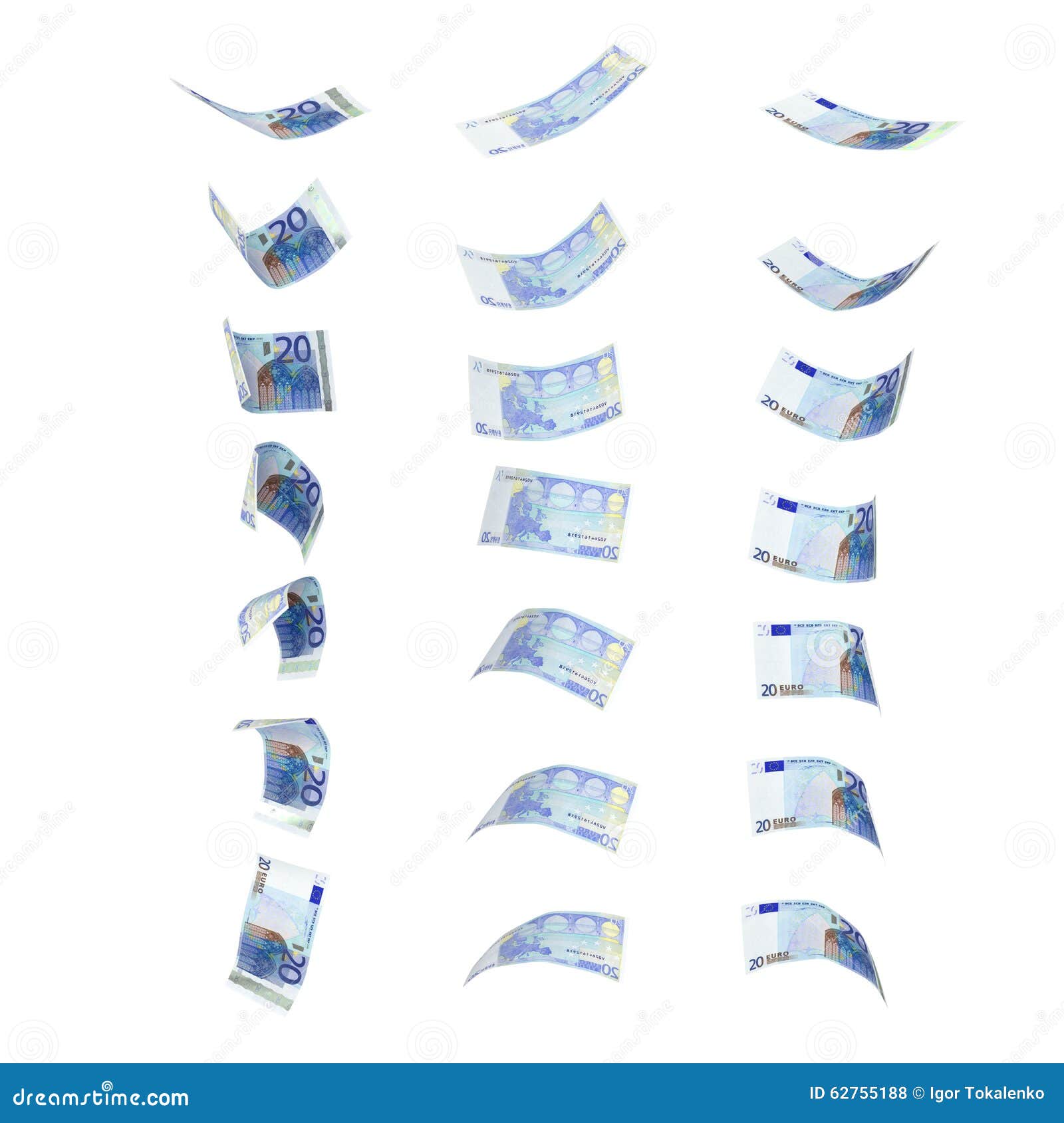 Flying Banknotes of Twenty Euro Collection Stock Illustration ...