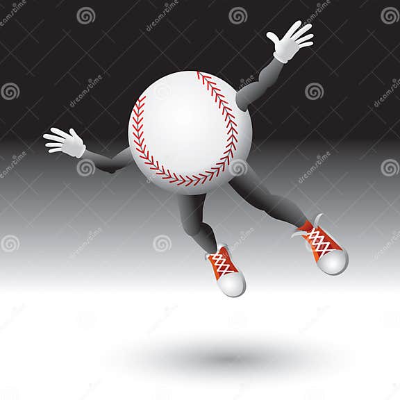 Flying baseball character stock vector. Illustration of diamond - 8993677