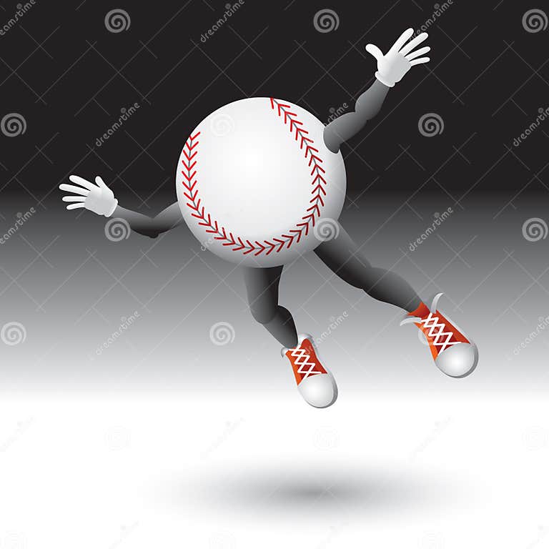 Flying baseball character stock vector. Illustration of diamond - 8993677
