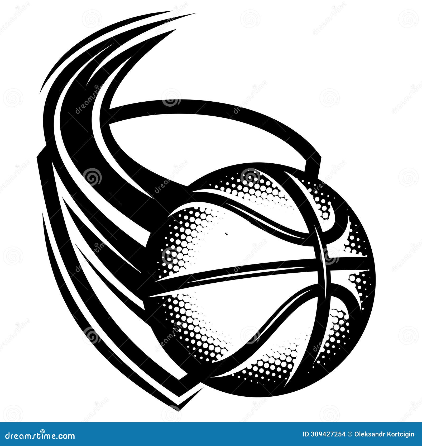 A Flying Basketball in Front of the Backboard. Vector Monochrome ...