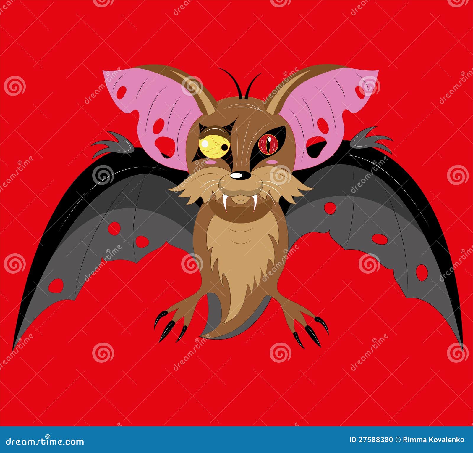 Flying bat the vampire. stock vector. Illustration of black - 27588380