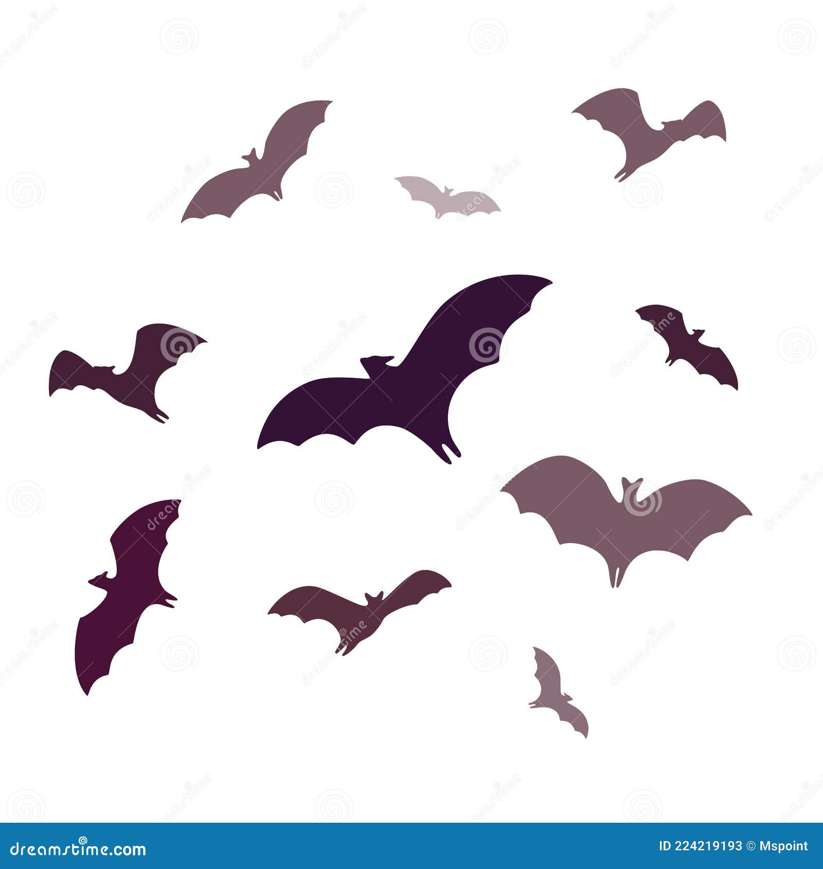 Flying Bats, a Group of Cartoon Cave Bats Isolated on White Background ...