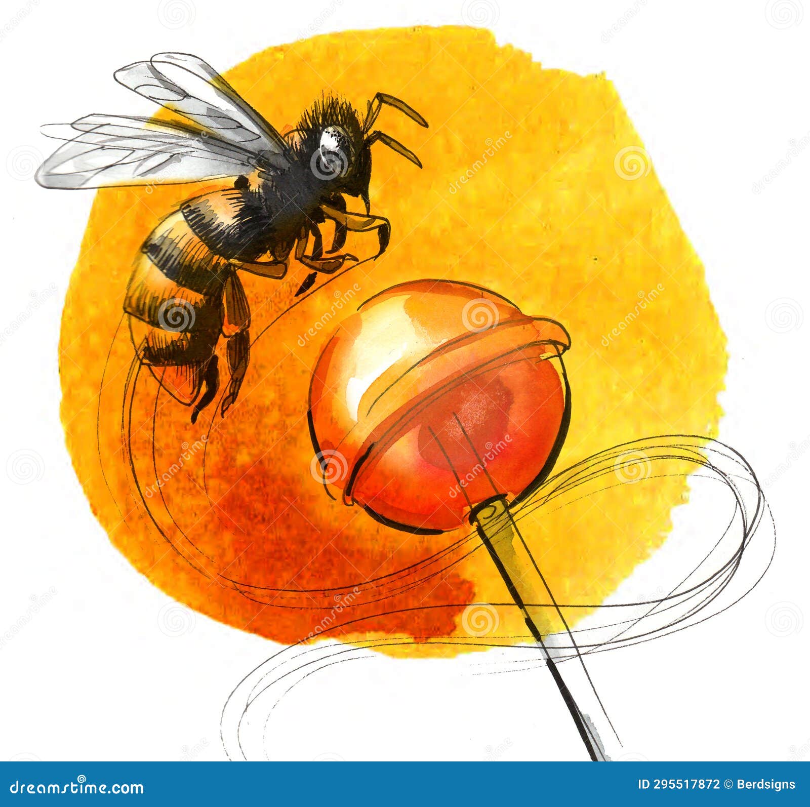 Flying bee and candy stock illustration. Illustration of arthropod ...