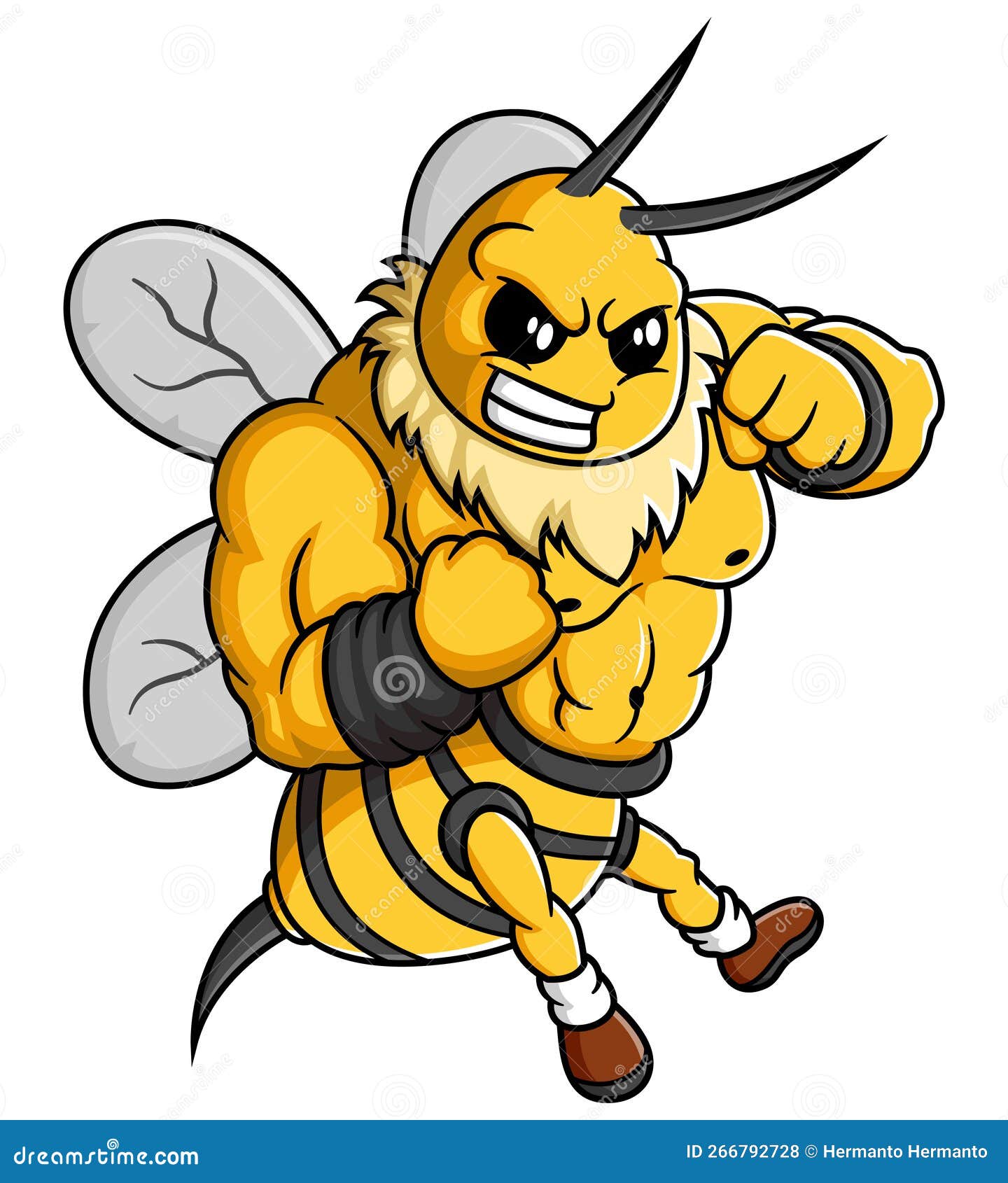 Flying Bee Fighter Cartoon Character Stock Vector - Illustration of ...