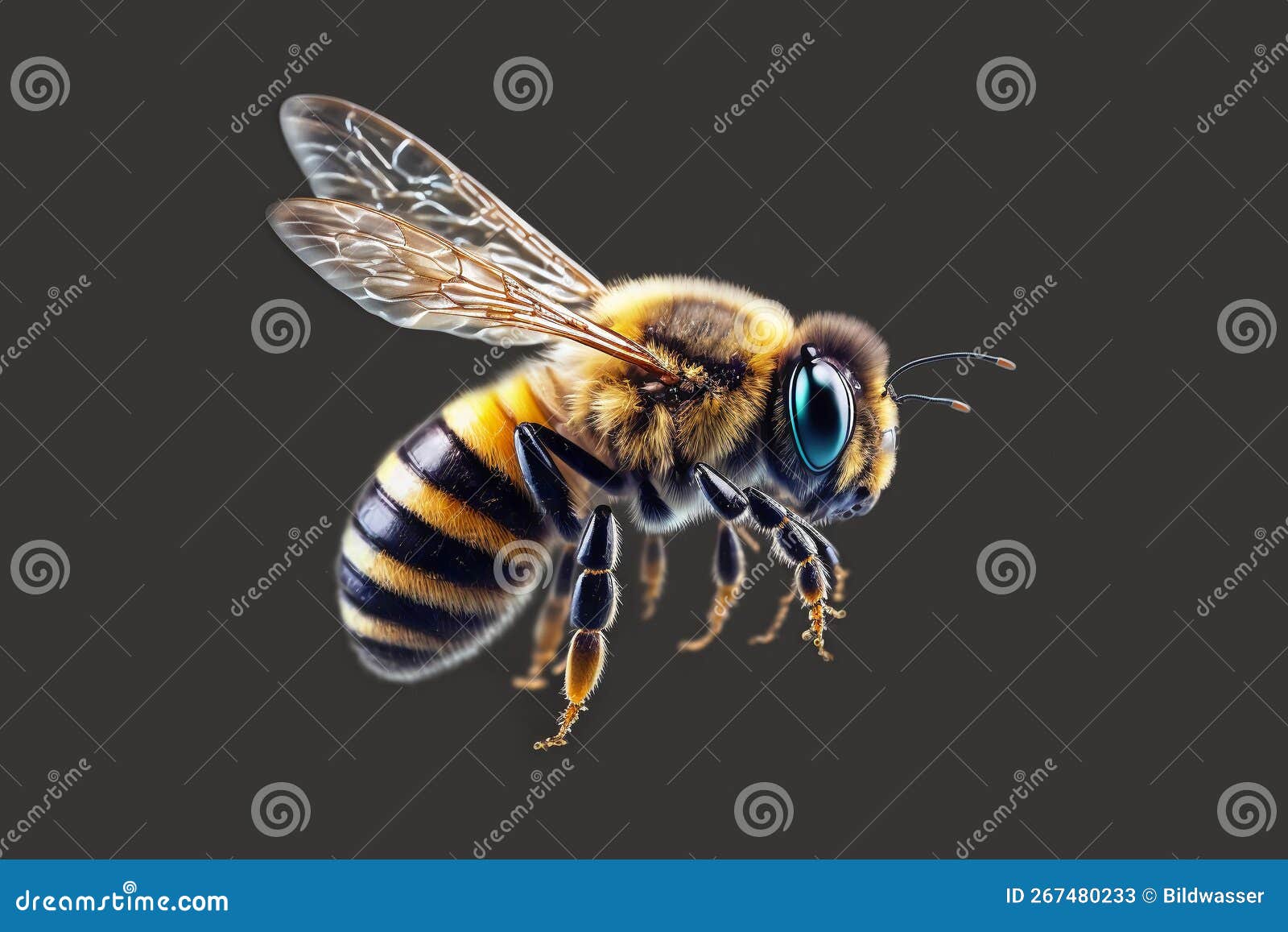 Flying Bee Macro. Generative Ai Stock Illustration - Illustration of ...