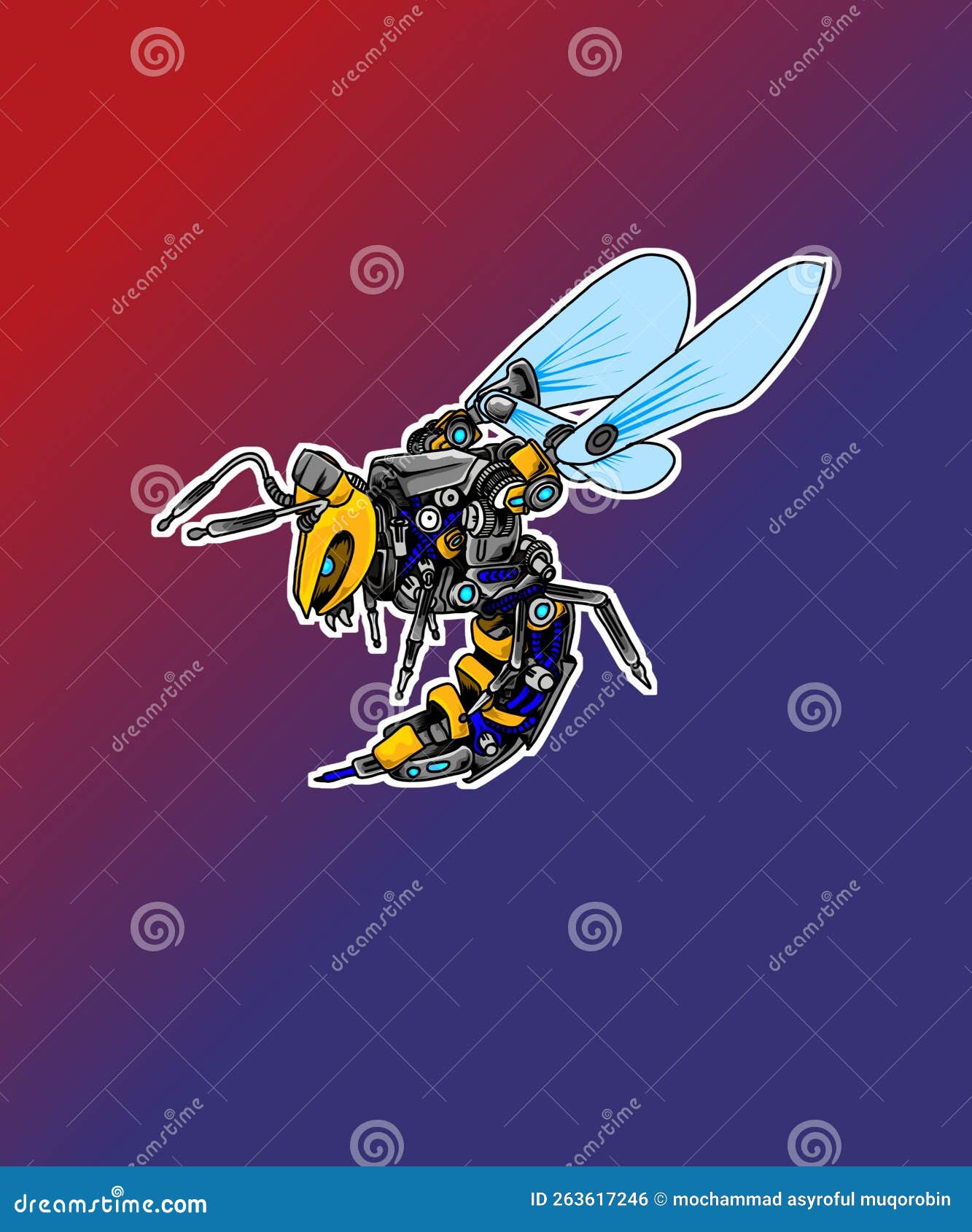 Flying Bee Robot Illustration Stock Illustration - Illustration of ...
