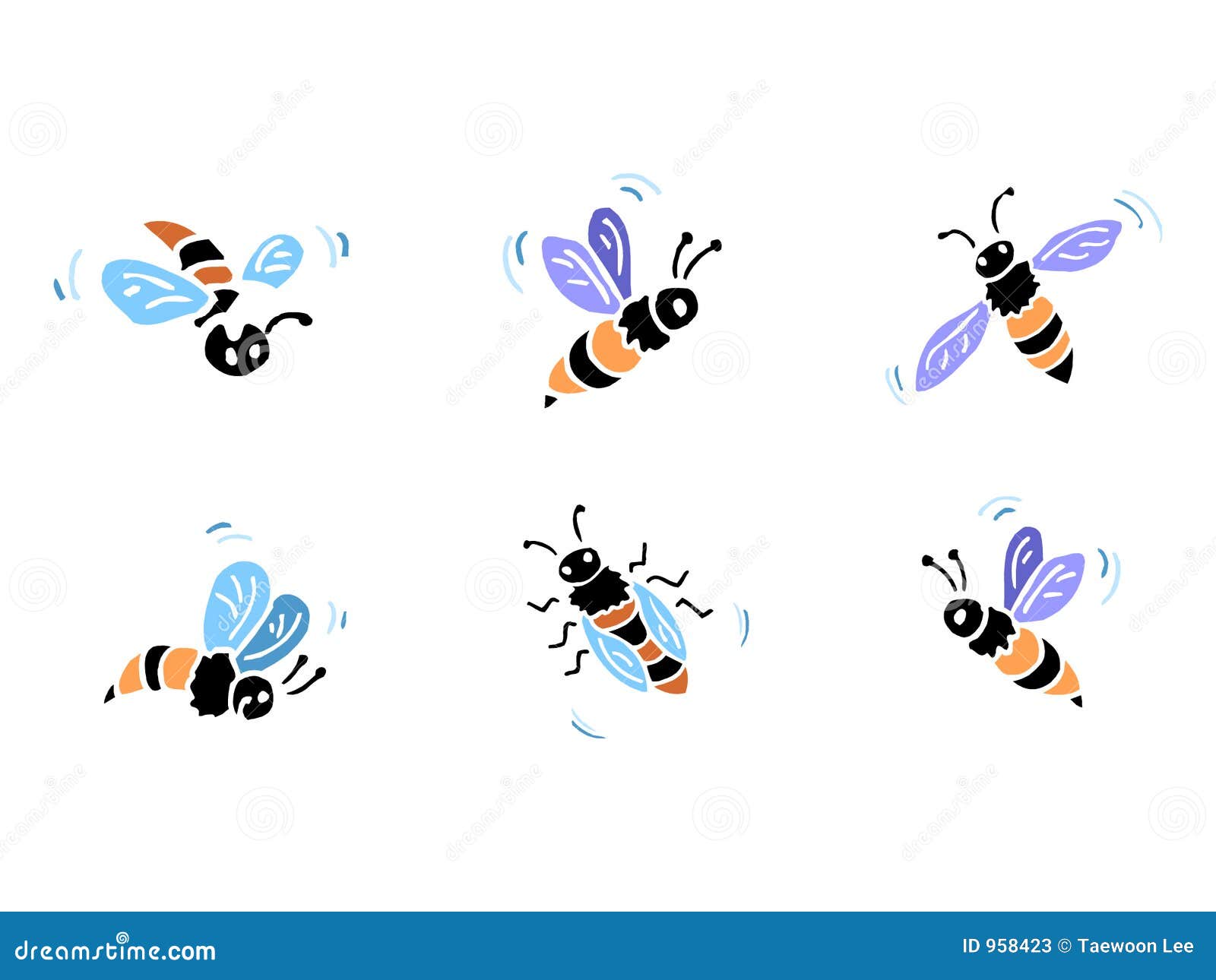 Flying bees stock vector. Illustration of draw, spring - 958423