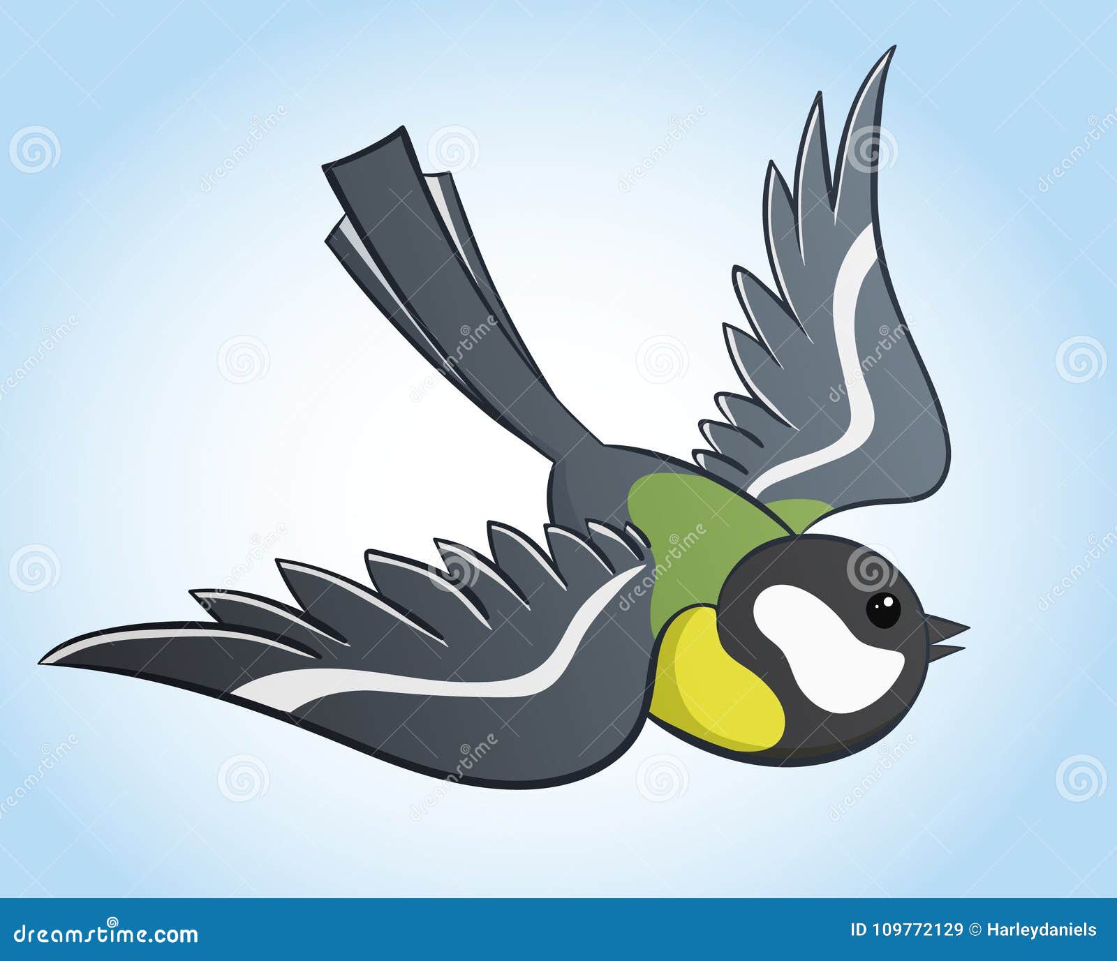 Flying Titmouse, Cartoon Vector Illustration Stock Vector ...