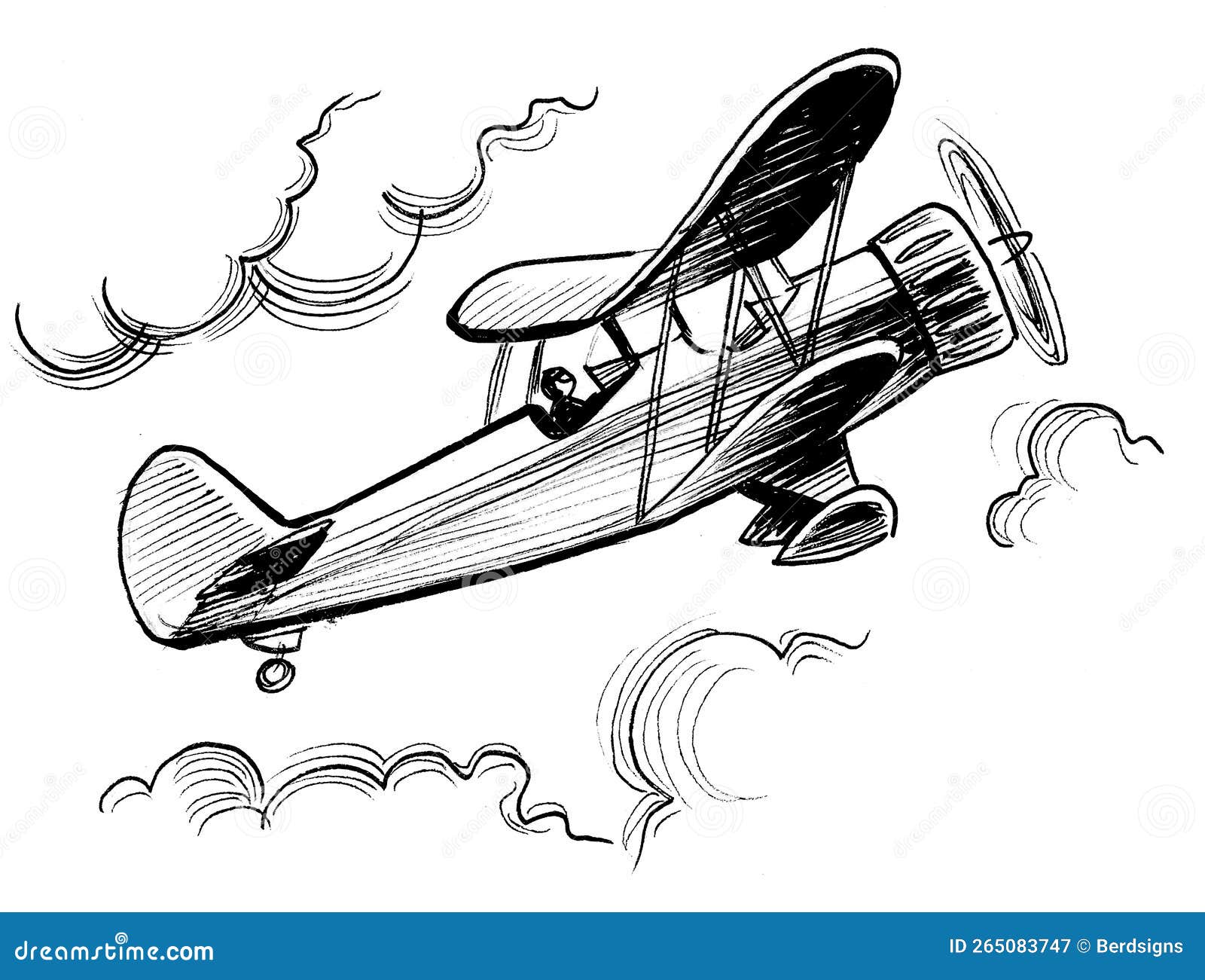 Flying Red Biplane Vector Illustration | CartoonDealer.com #6973808