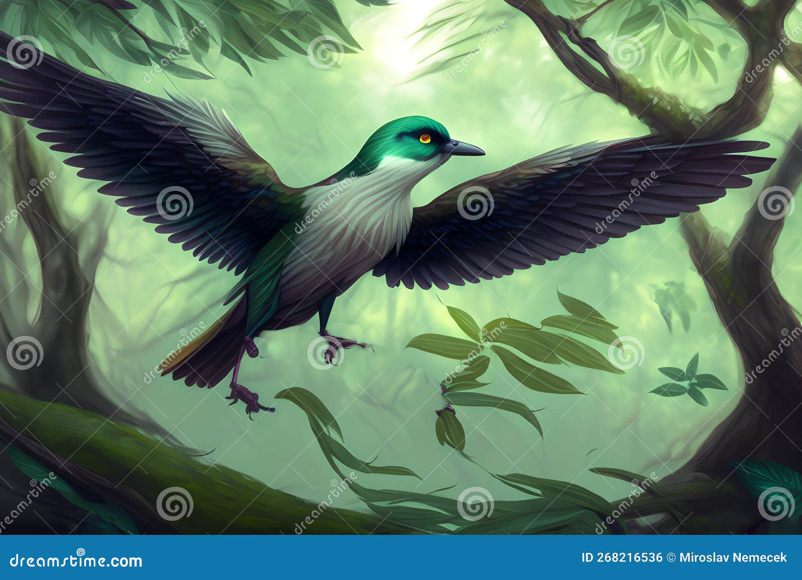 Flying Bird, Generative AI Illustration Stock Illustration ...