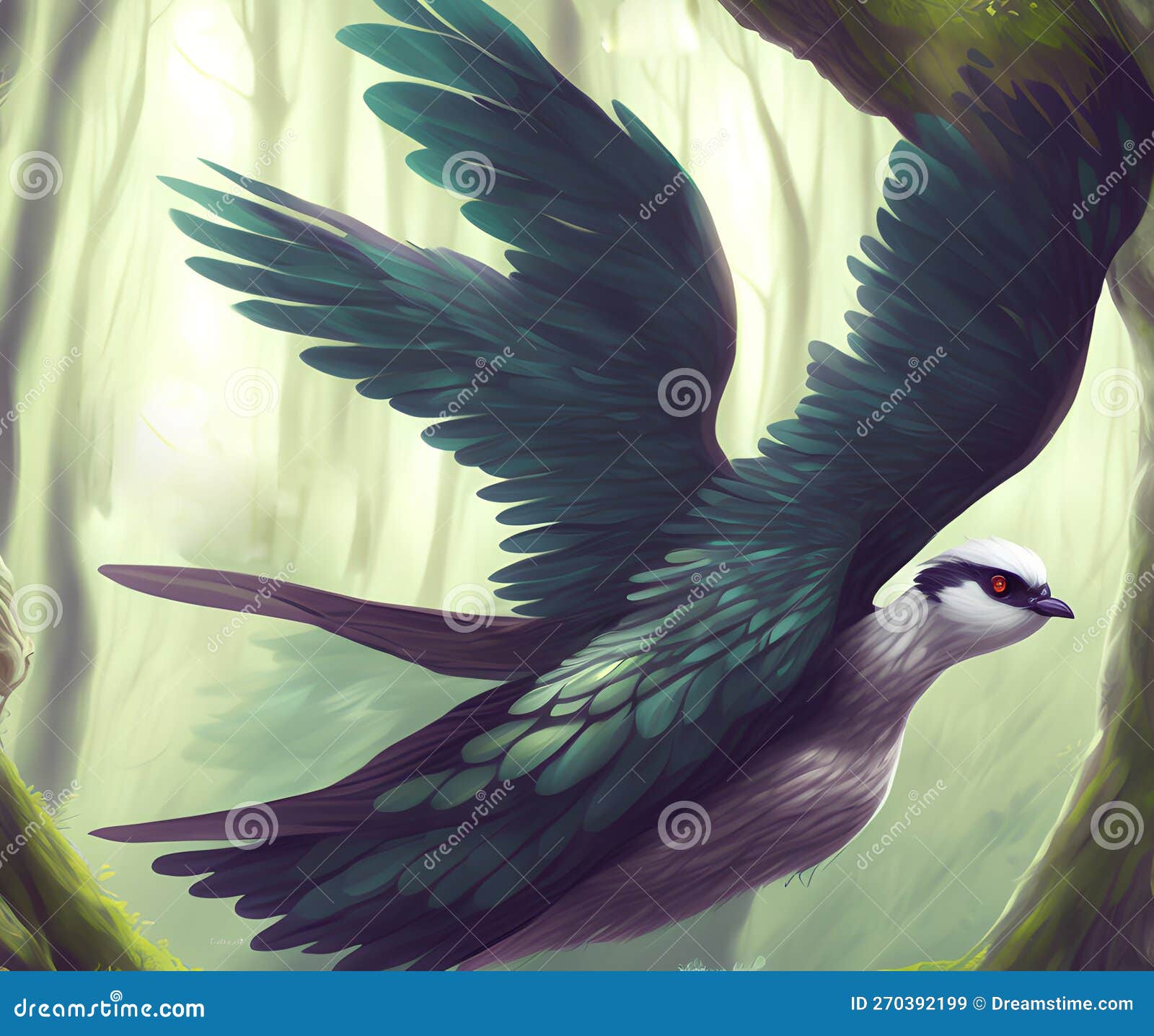 Flying Bird, Generative AI Illustration Stock Illustration ...