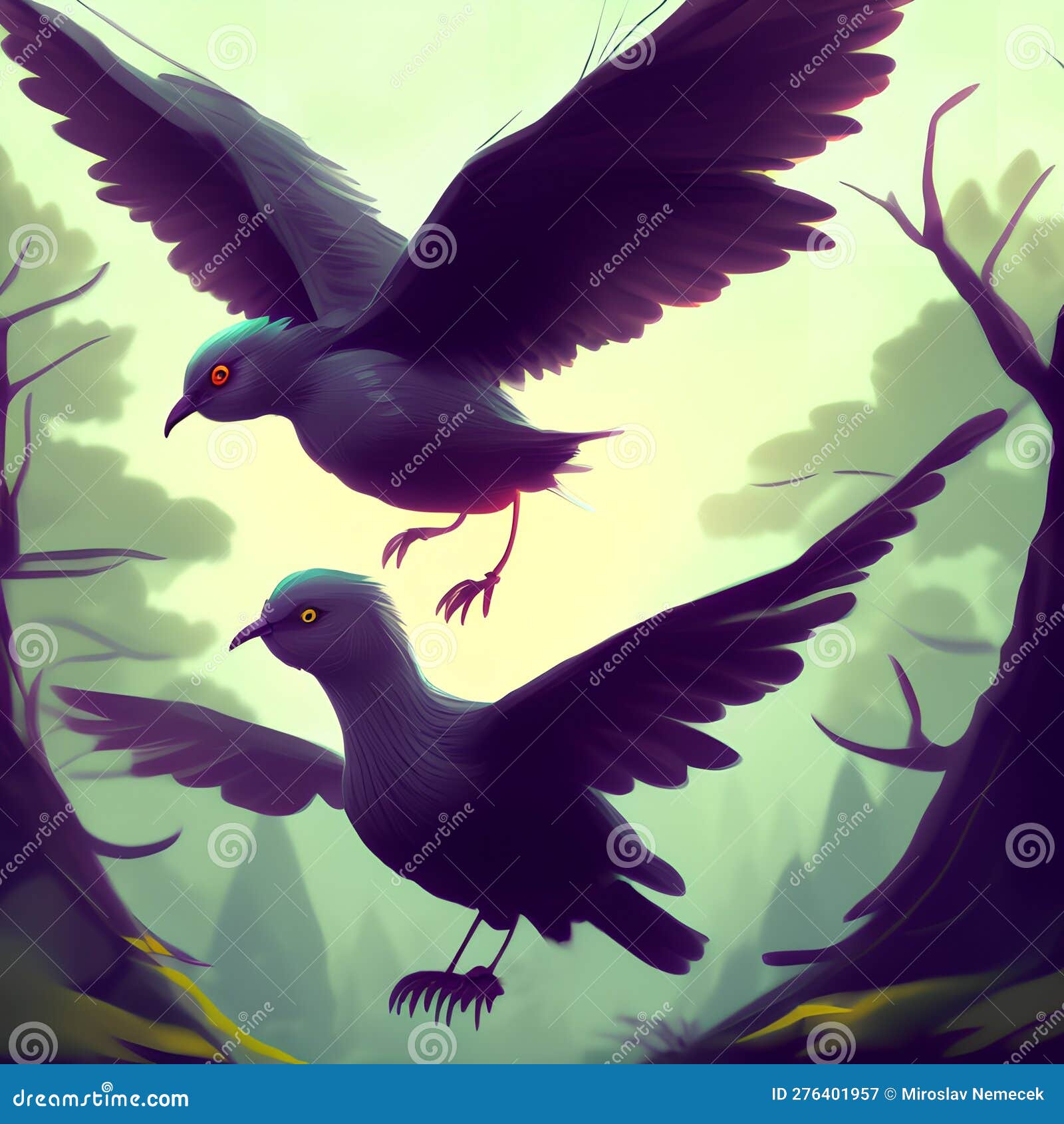 Flying Bird, Generative AI Illustration Stock Illustration ...