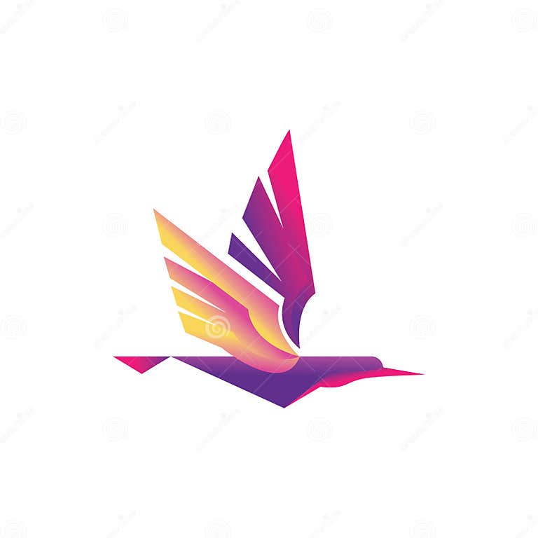 Flying Bird Icon Logo Design Gradient Coloring Template Vector Stock ...
