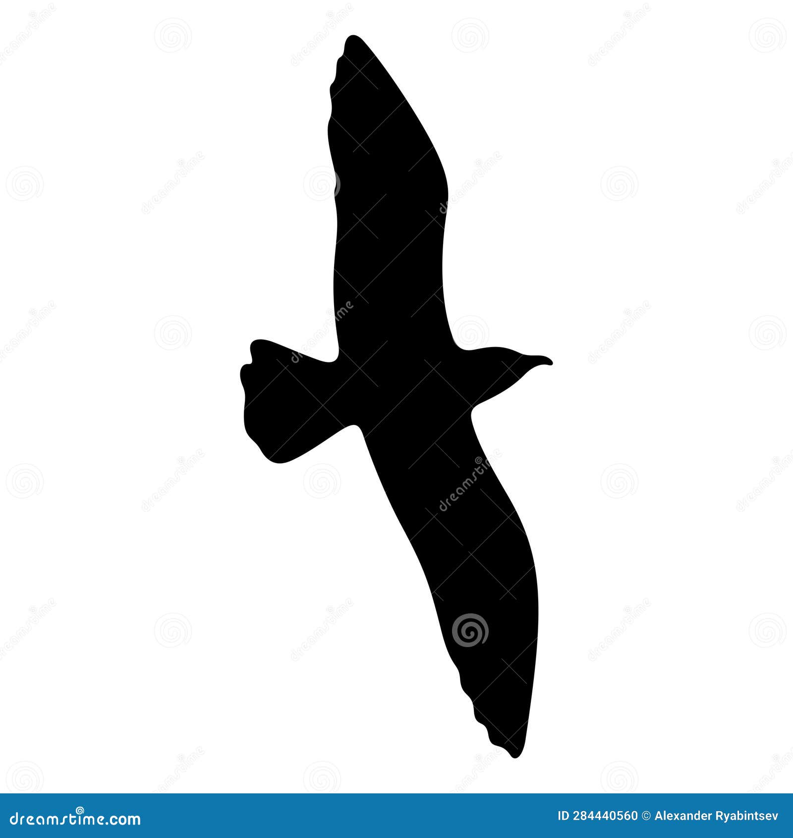 Flying Bird Realistic Silhouette Vector Illustration. Seagull ...