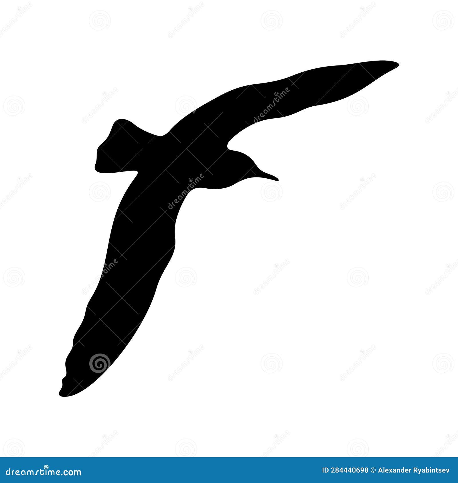 Flying Bird Realistic Silhouette Vector Illustration. Seagull ...