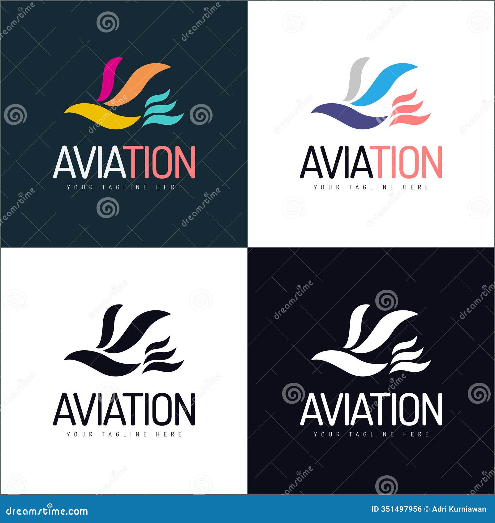 Flying Bird Shapes Modern Logo Set Template Design Stock Illustration ...