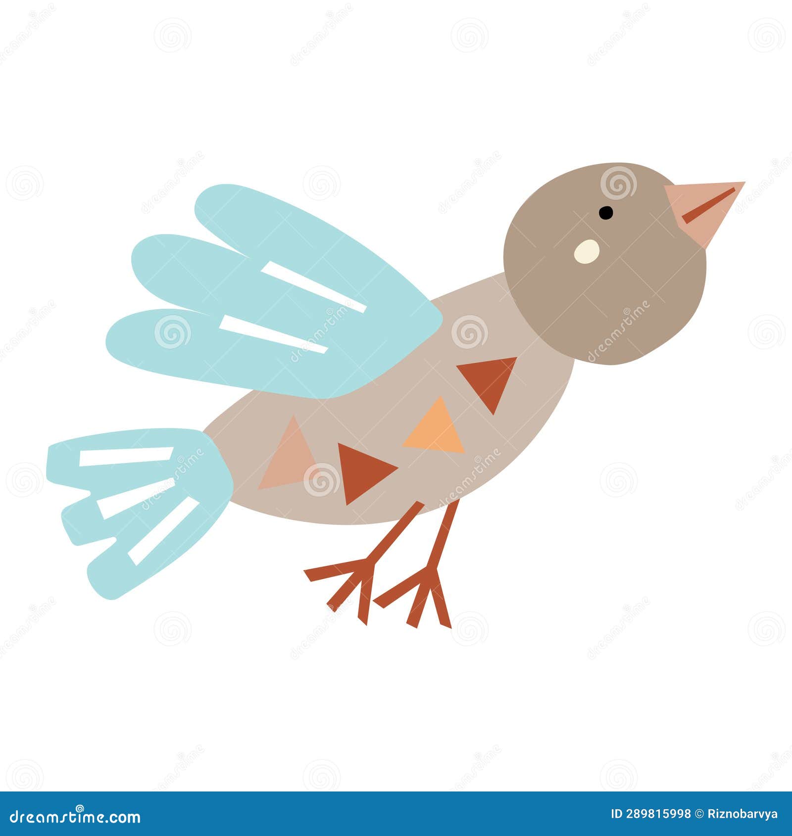 Flying Bird, Side View. Cut Out Childish Design Element Stock ...