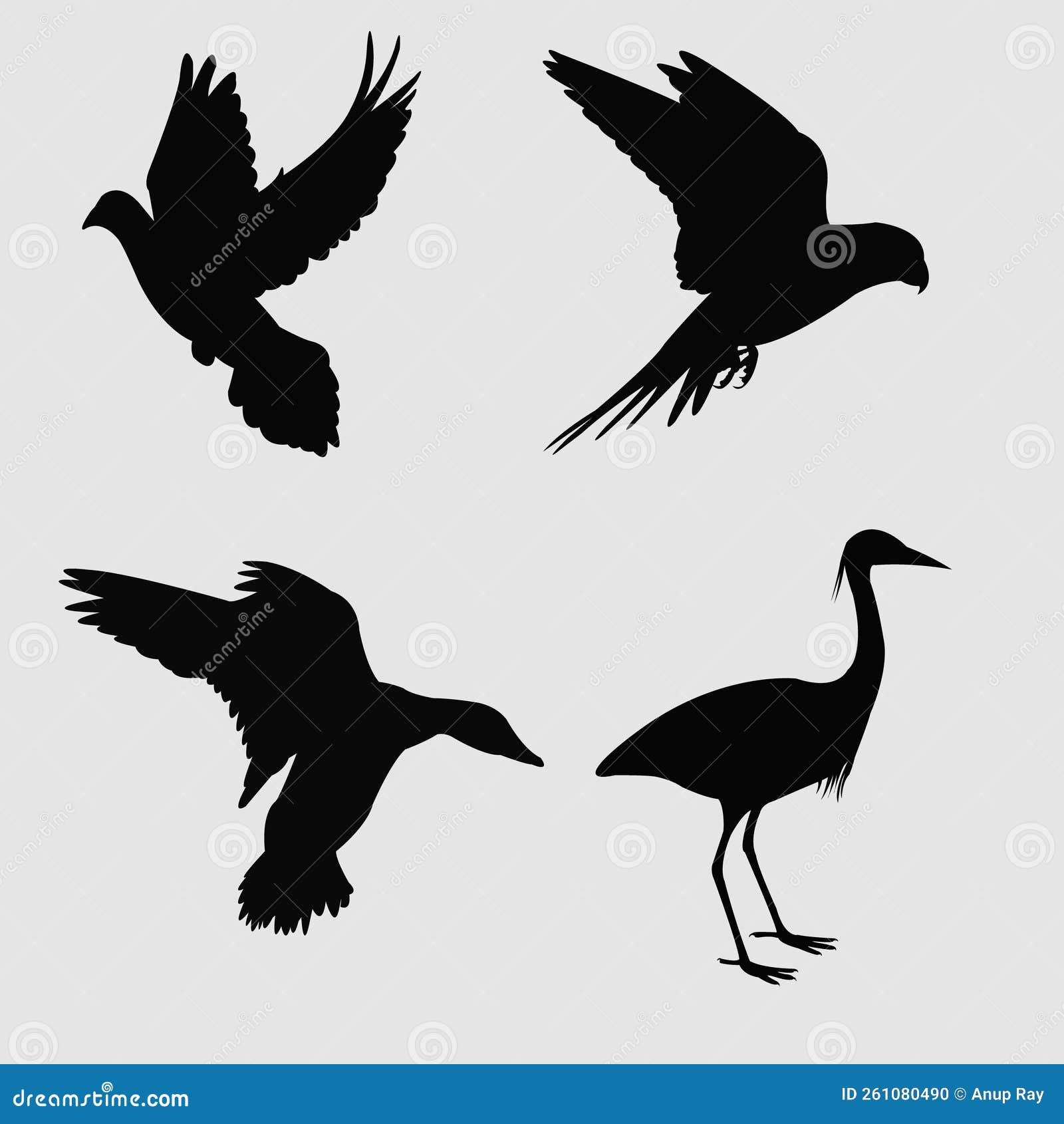 Flying Bird Silhouette Vector Art Bundle. Stock Vector - Illustration ...