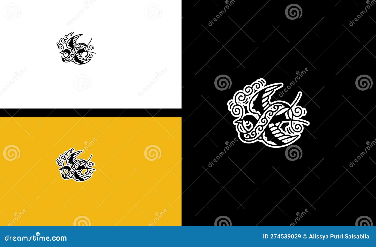 Flying Bird Vector Line Art Design Stock Vector - Illustration of ...