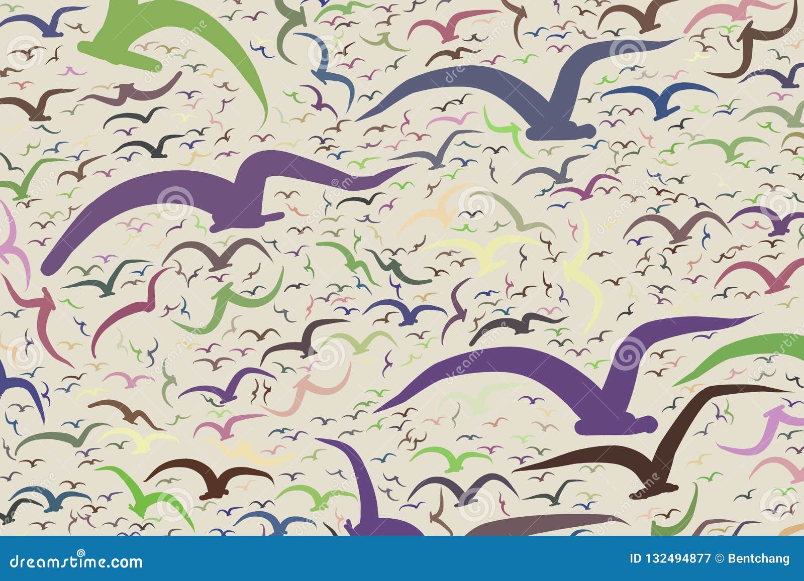Flying Birds Abstract Hand Drawn Background, Texture or Backdrop ...