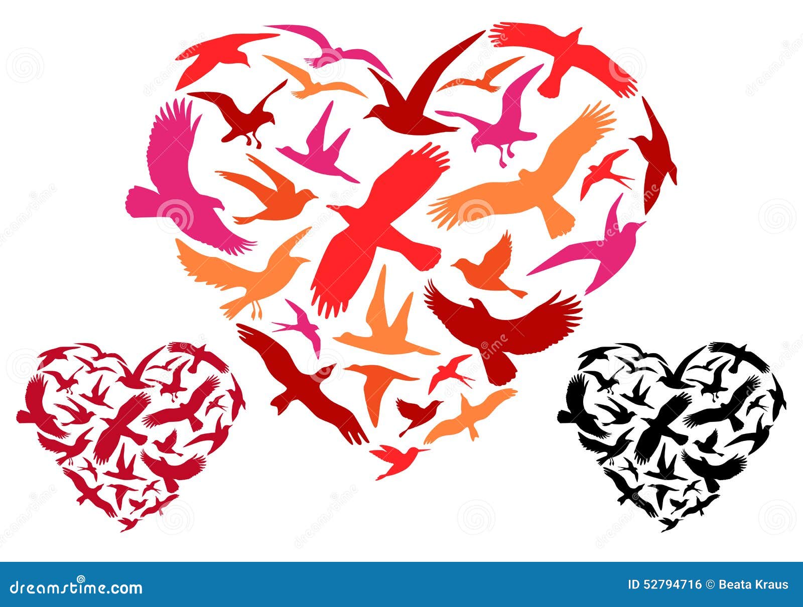 Flying birds heart, vector stock vector. Illustration of seagull - 52794716