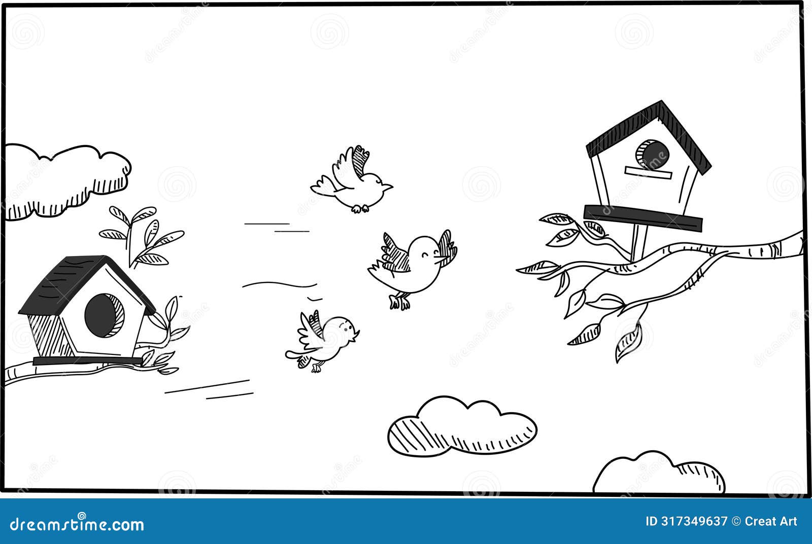 Flying Birds Migration Vector Illustration Stock Vector - Illustration ...