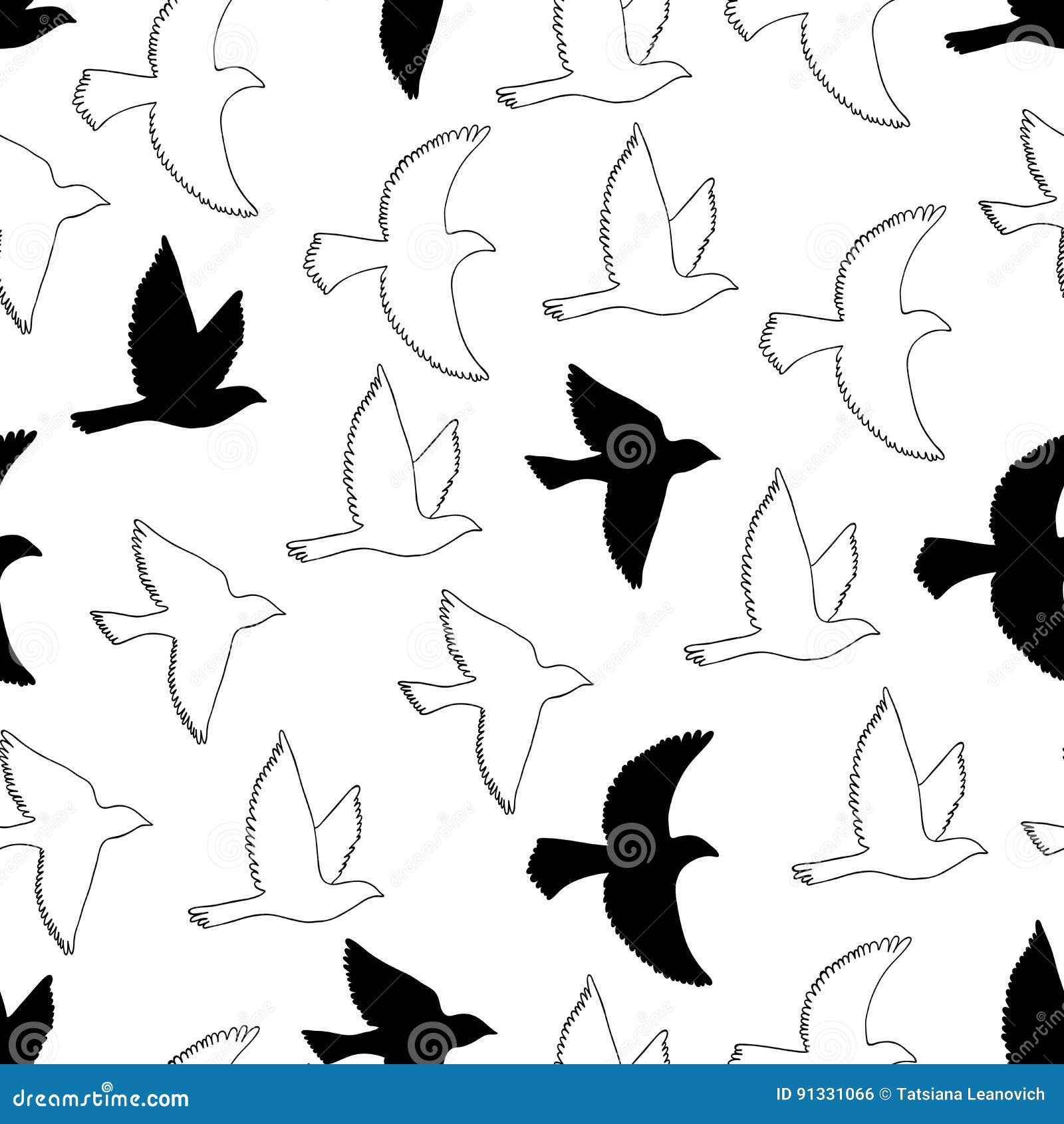 Flying Birds Seamless Pattern. Stock Vector - Illustration of flight ...