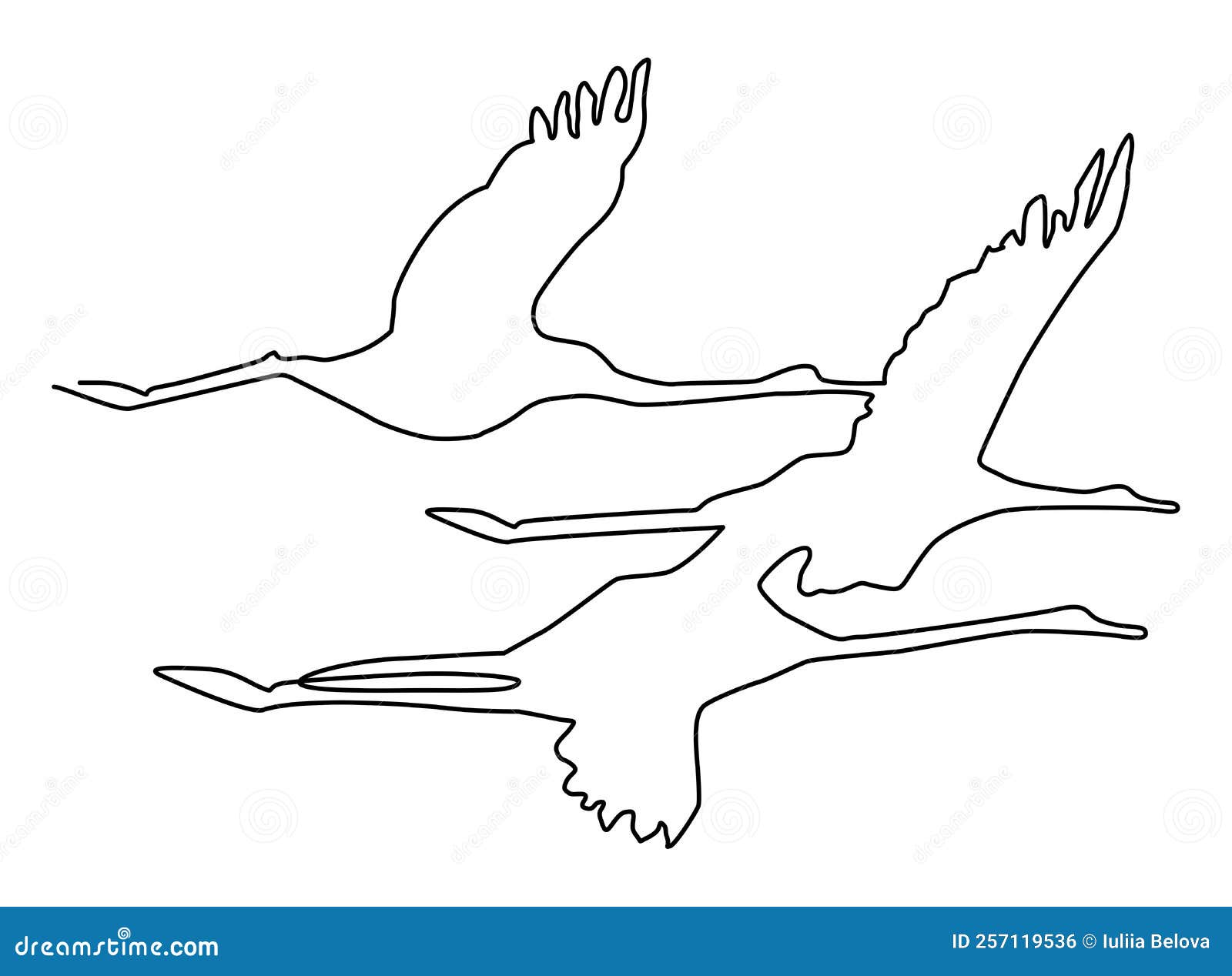 Flying Birds Silhouette. Continuous Line Drawing Stock Vector ...