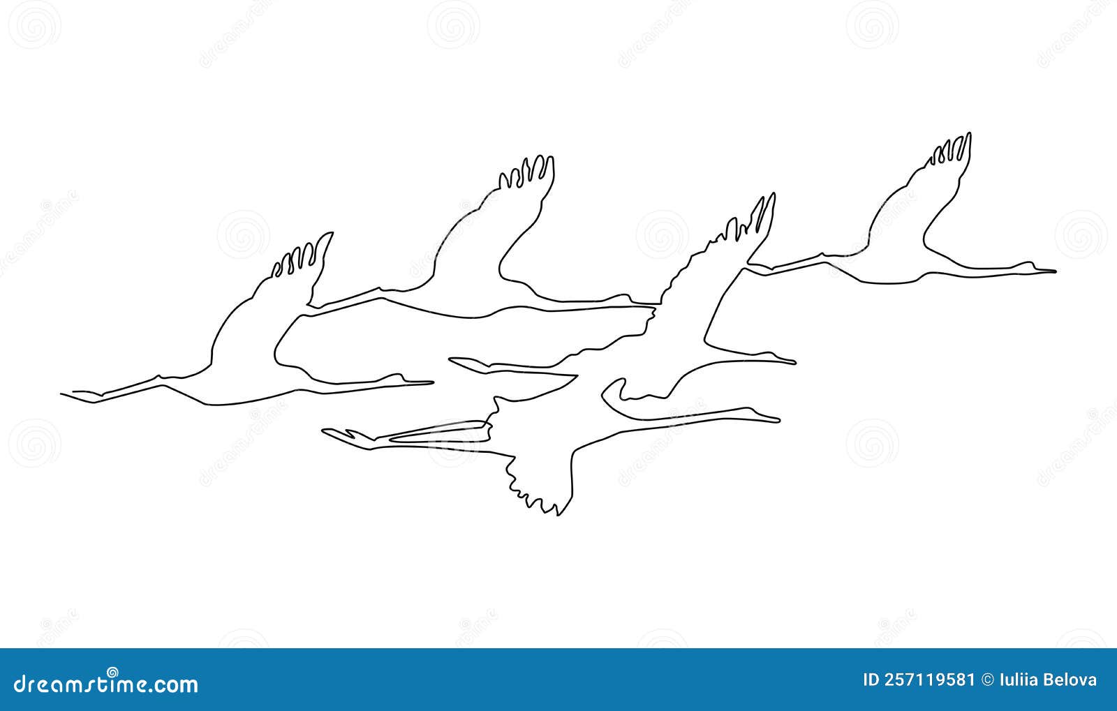 Flying Birds Silhouette. Continuous Line Drawing Stock Vector ...