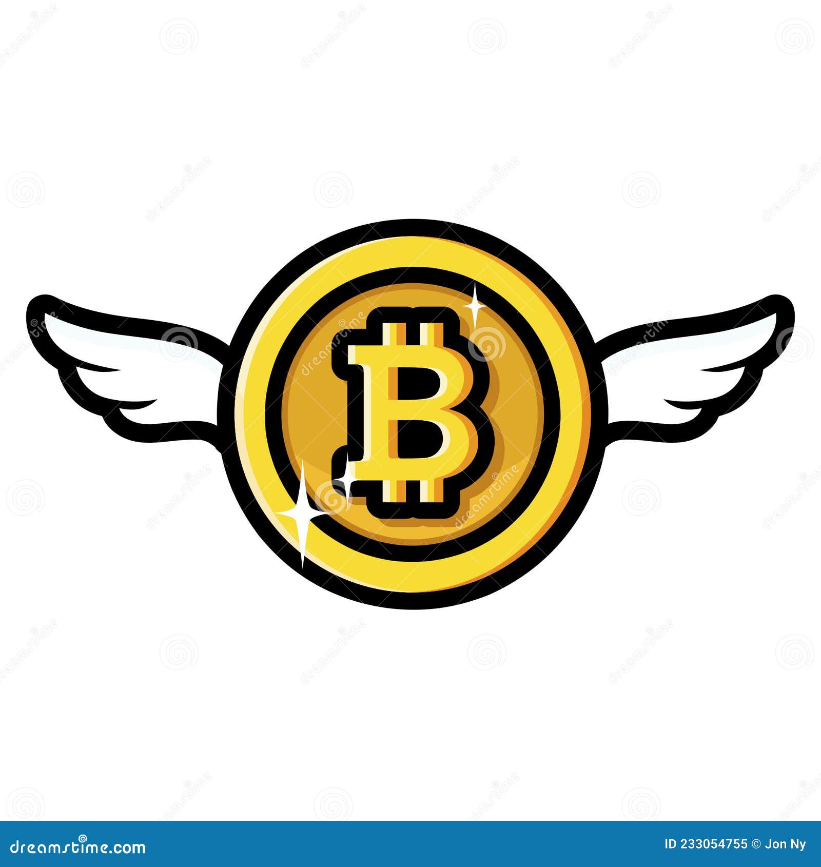 Flying Bitcoin Coin Design with Wings Stock Vector - Illustration of ...