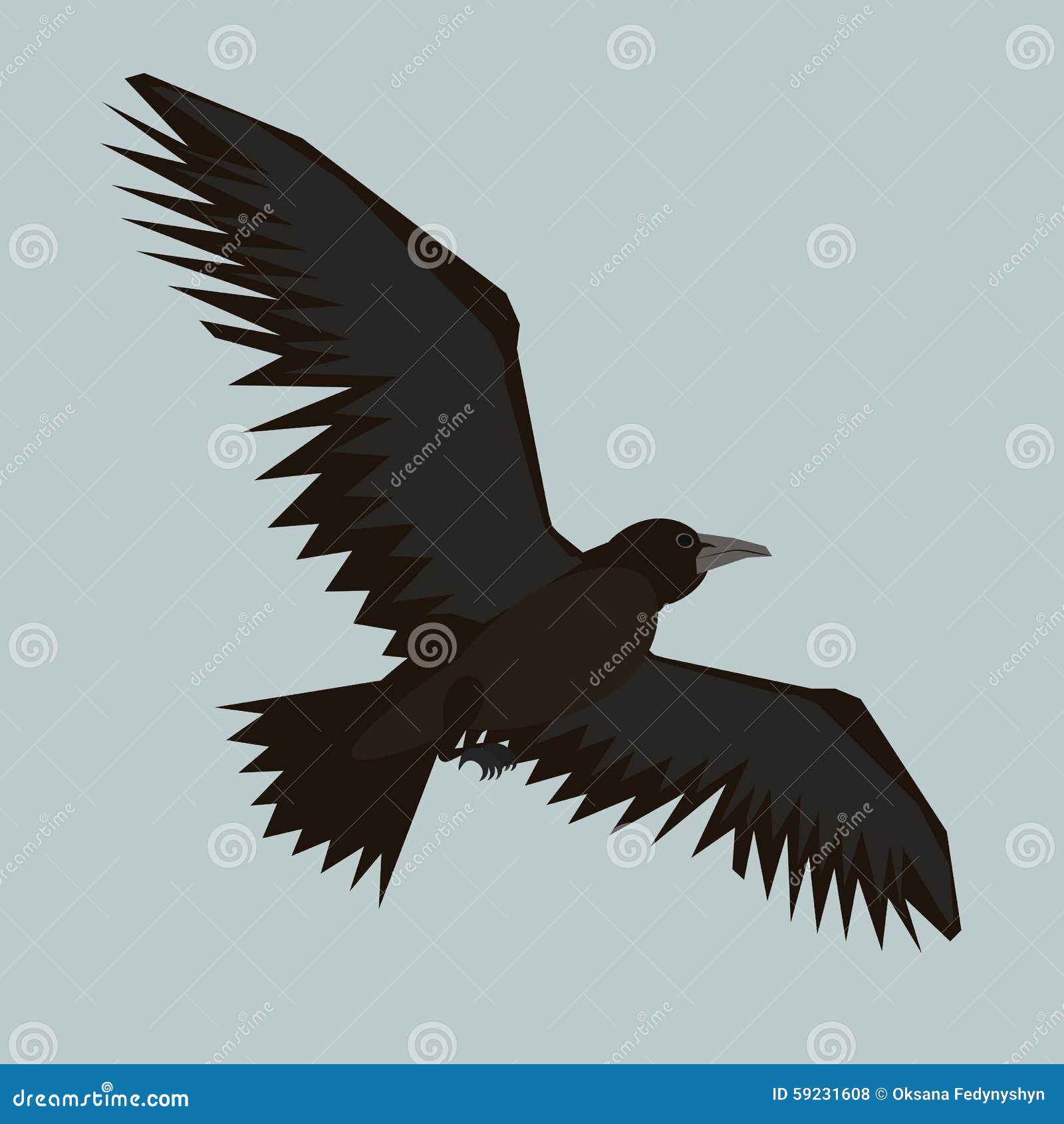Flying black crow stock illustration. Illustration of black - 59231608